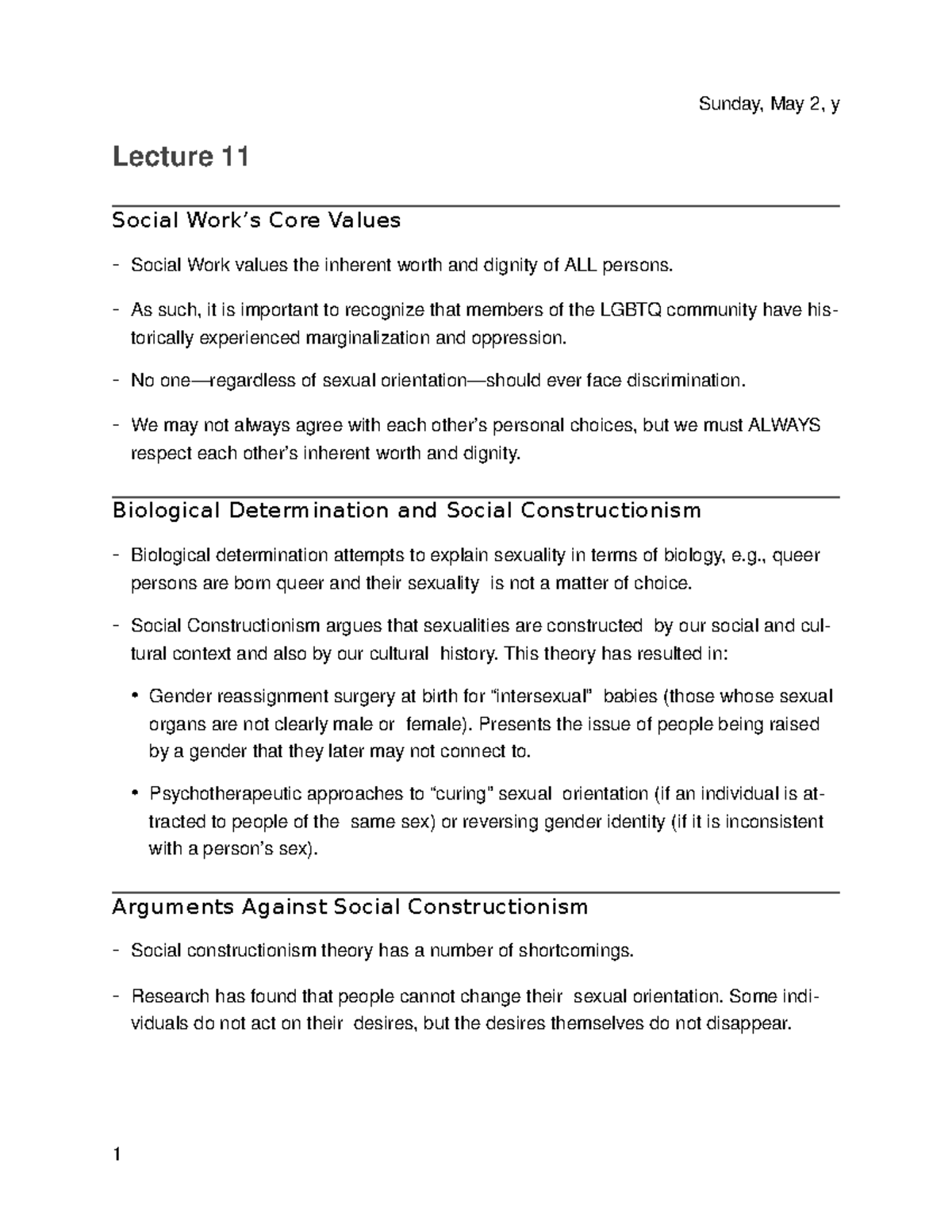 Social work lecture 11 - Saturday, May 4, y Lecture 11 Social Work’s ...