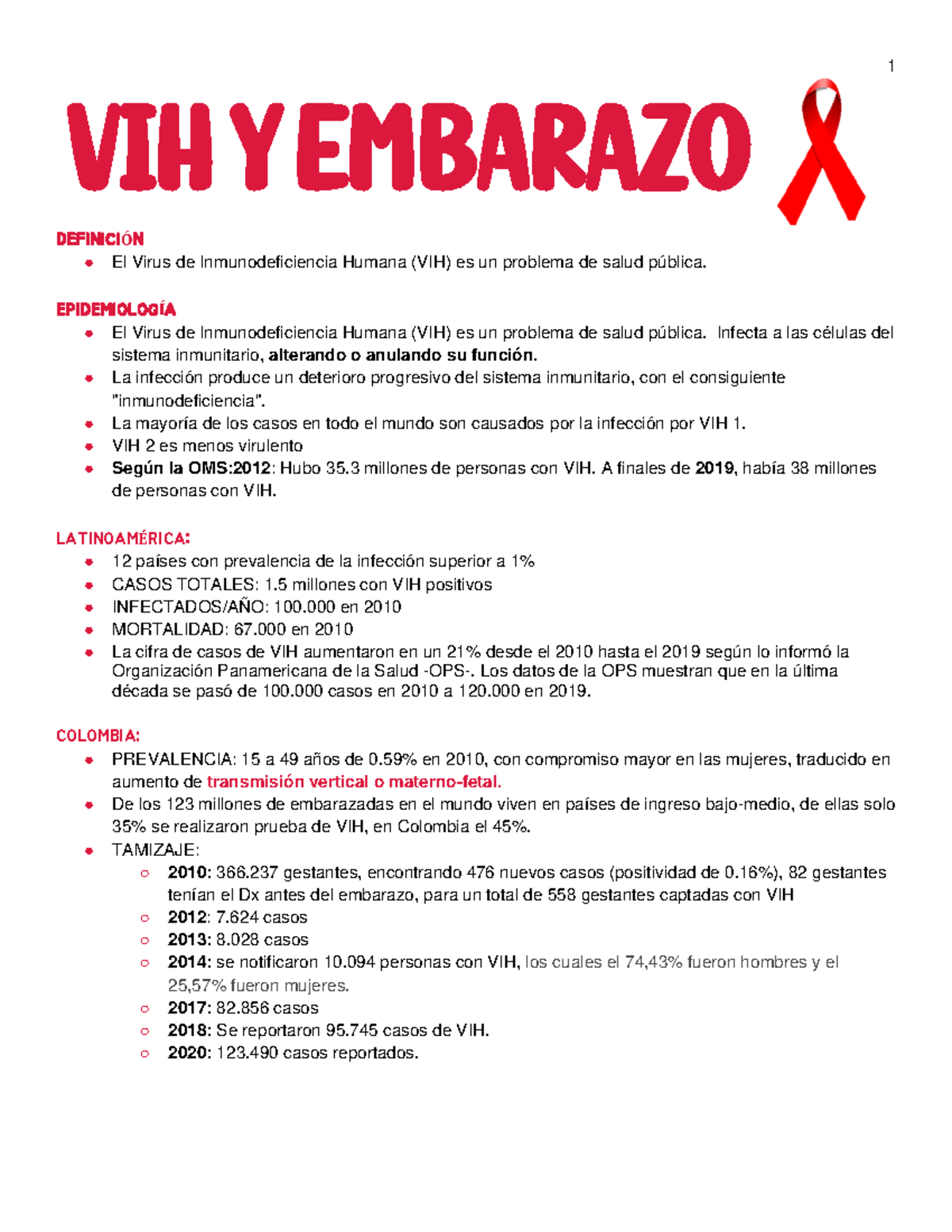 Dr Espinal. VIH y Embarazo - VIH Y EMBARAZO DEFINICI ” N El Virus de Inmunodeficiencia Humana ...