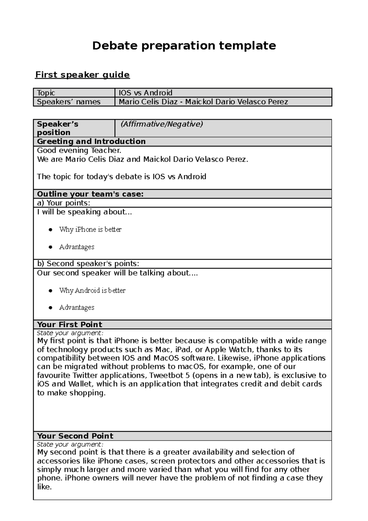 EP09 AA10 EV06 Formato Preparacion Debate - Debate preparation template ...