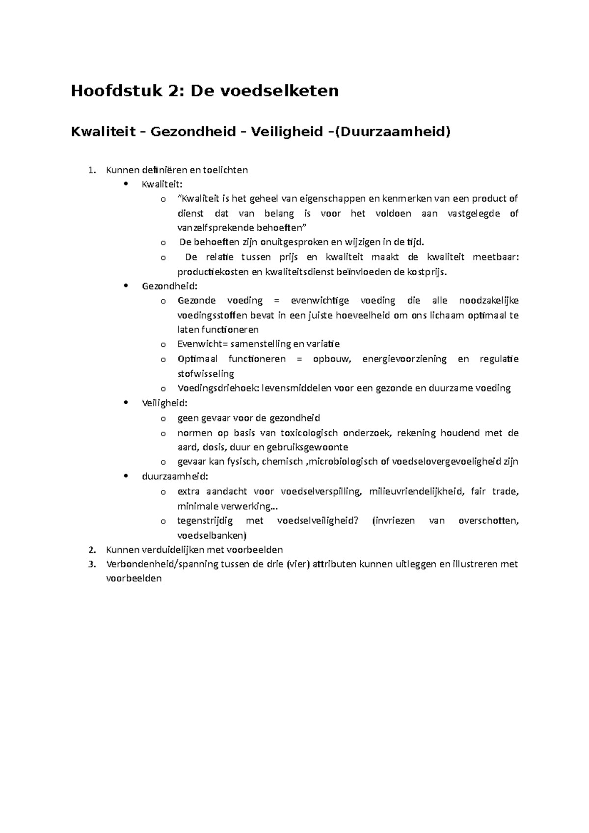 Examenvragen - Hoofdstuk 2: De voedselketen Kwaliteit – Gezondheid ...