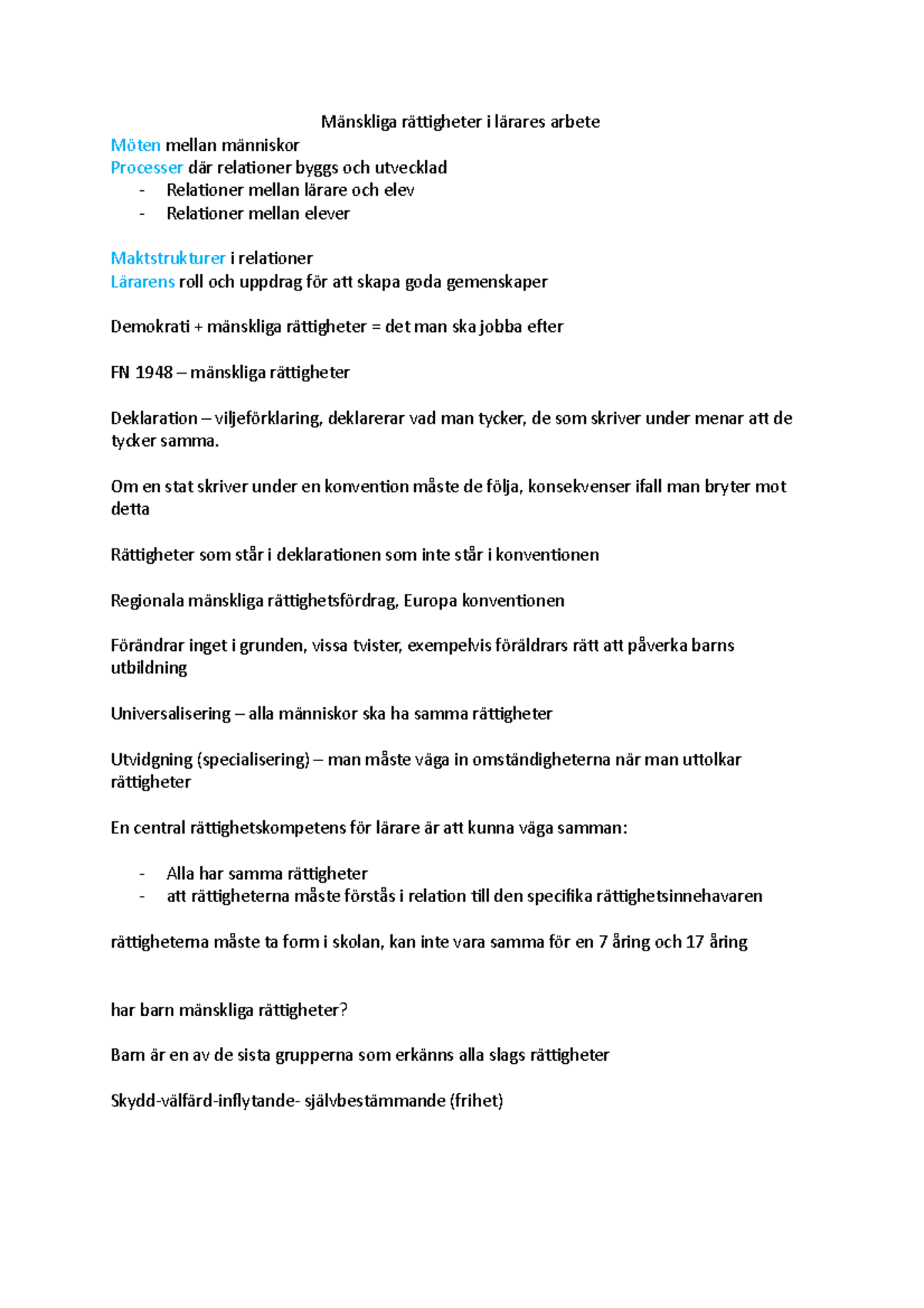 Mänskliga rättigheter i lärares arbete - Mänskliga rättigheter i ...