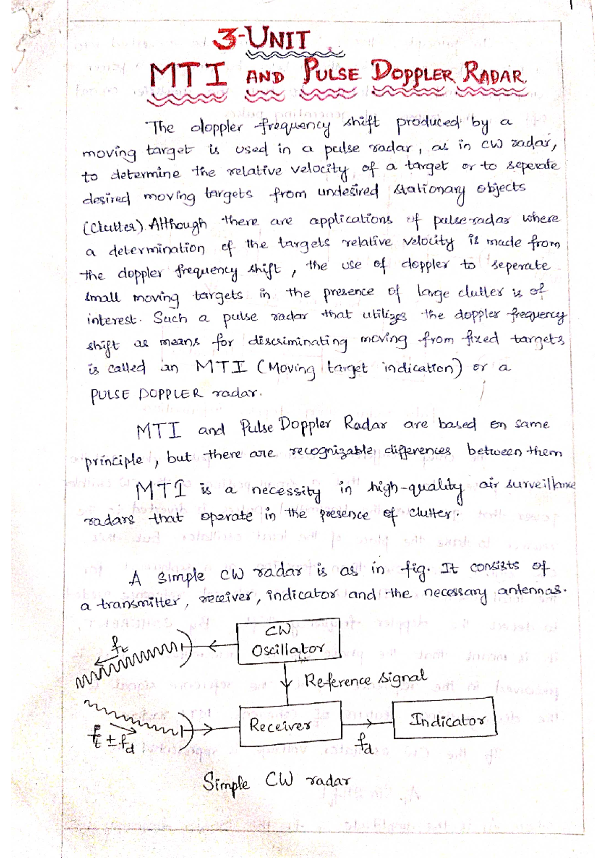 Radar Systems UNIT-3 Notes - electronics and communication Engineering ...