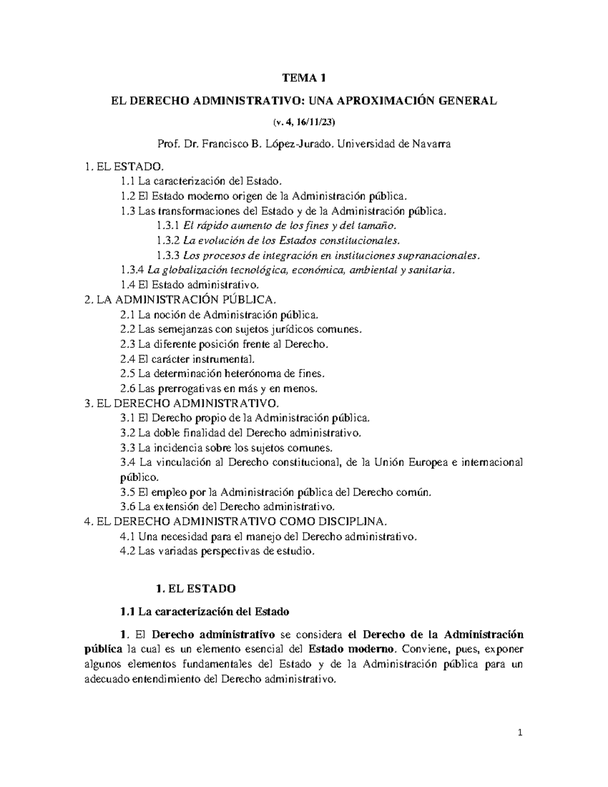 TEMA 1 El Derecho administrativo una aproximación general v 4 - TEMA 1 EL DERECHO ADMINISTRATIVO ...