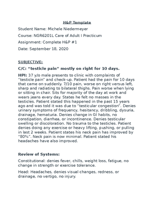 NGR6201L Focused SOAP Note Hypertension - Focused SOAP Template Student ...