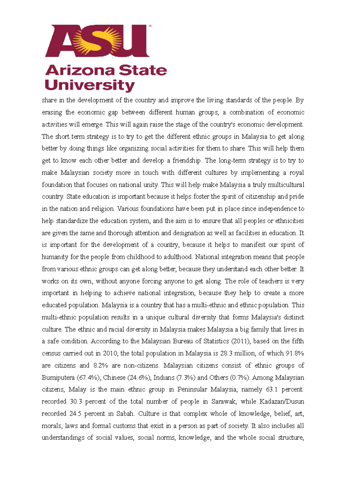 Material Economic Studies IN Arizona State University - share in the ...