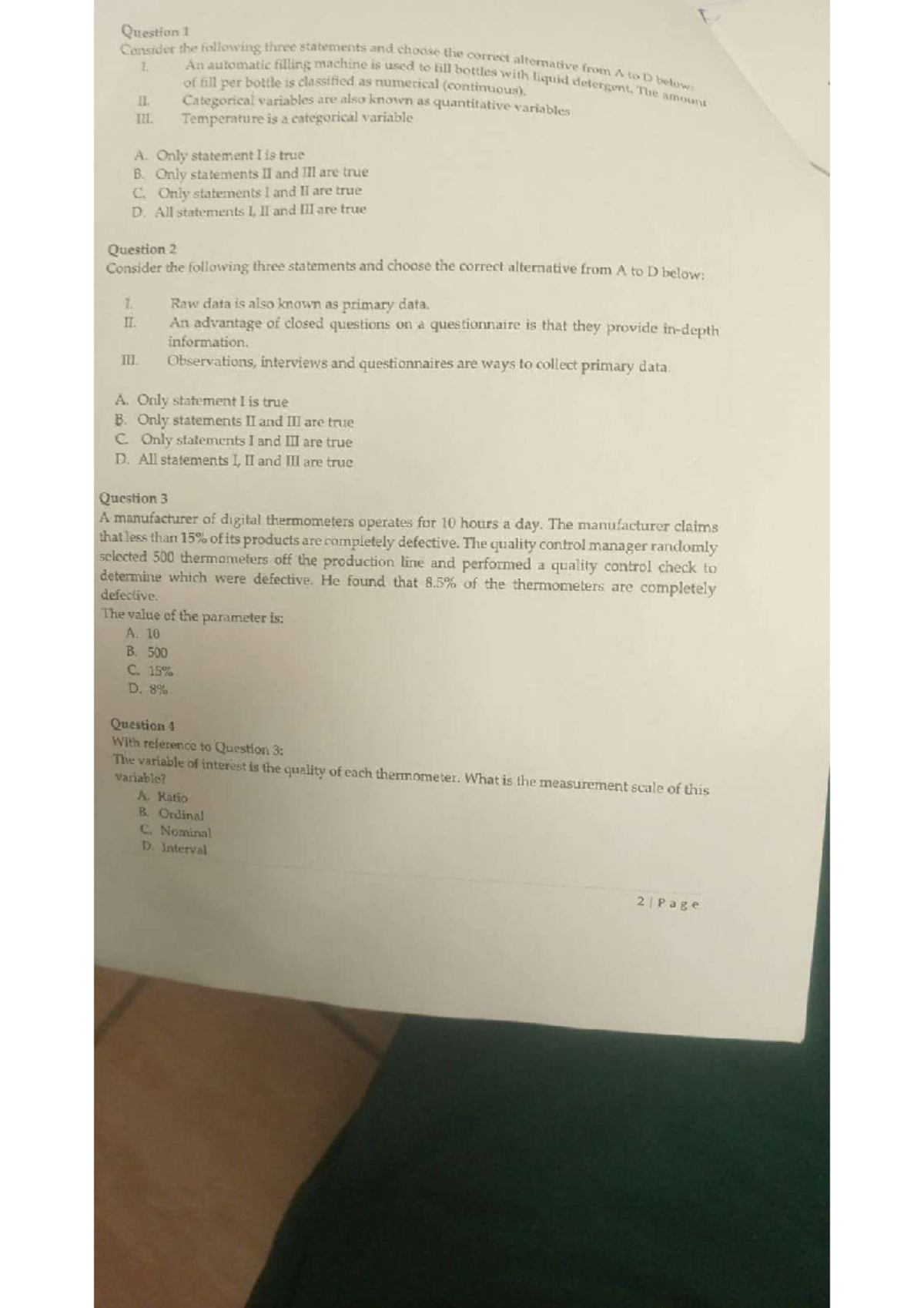 Test 2023 - Probability and statistics - Question 1 Consider 1. the An ...