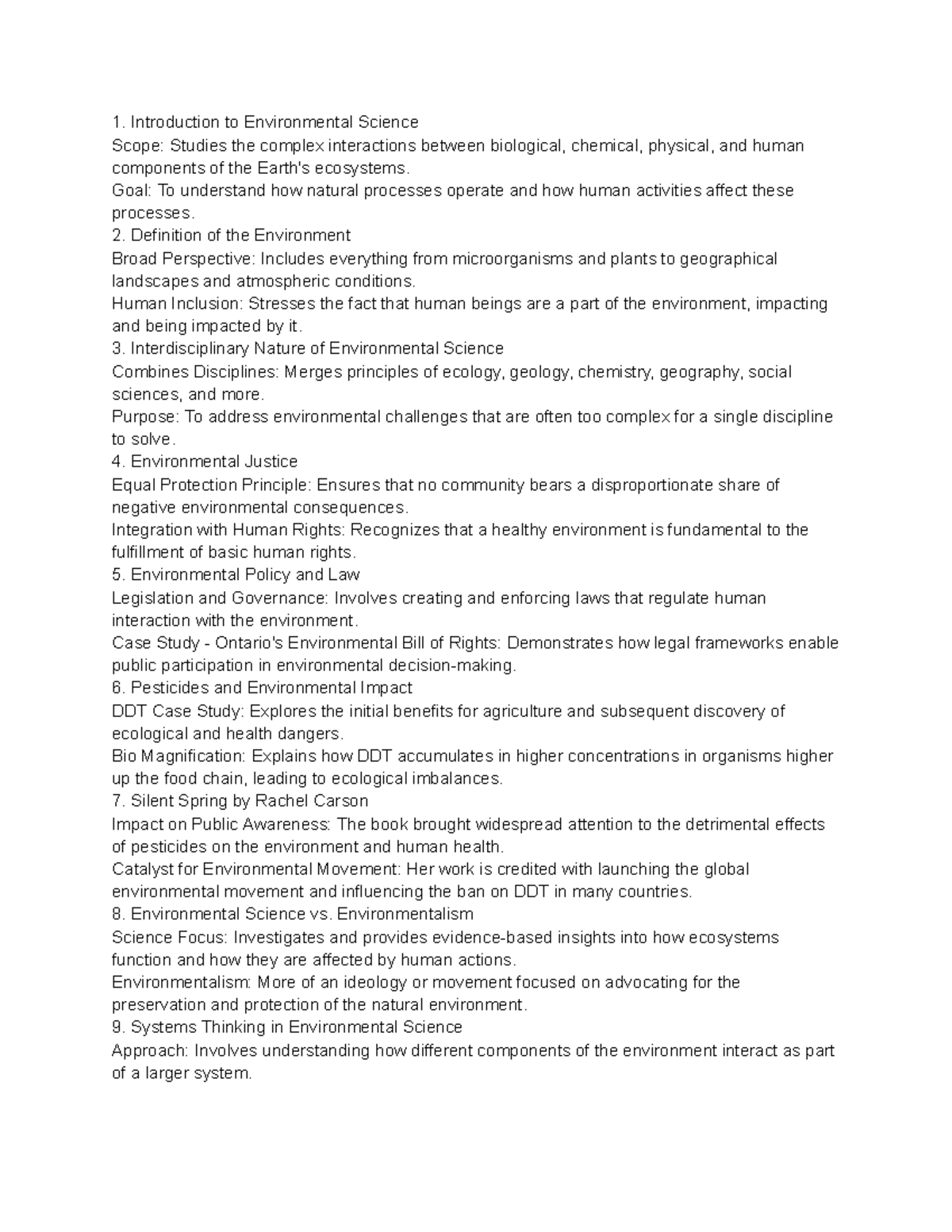 ENV lecture one notes - Introduction to Environmental Science Scope ... ENV lecture one notes - Introduction to Environmental Science Scope ...