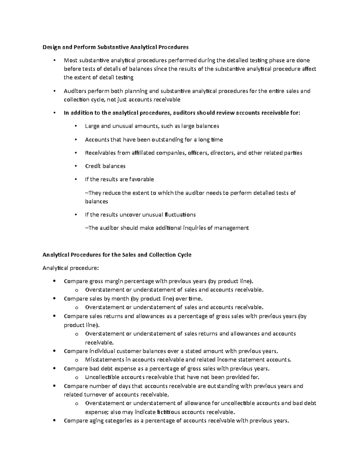 Lecture Notes 16 - Design and Perform Substantive Analytical Procedures ...