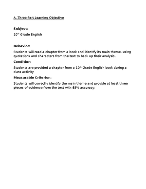 Evaluating Learning AND Instruction - Pre-Assessment A. Analyze the student pre-assessment ...