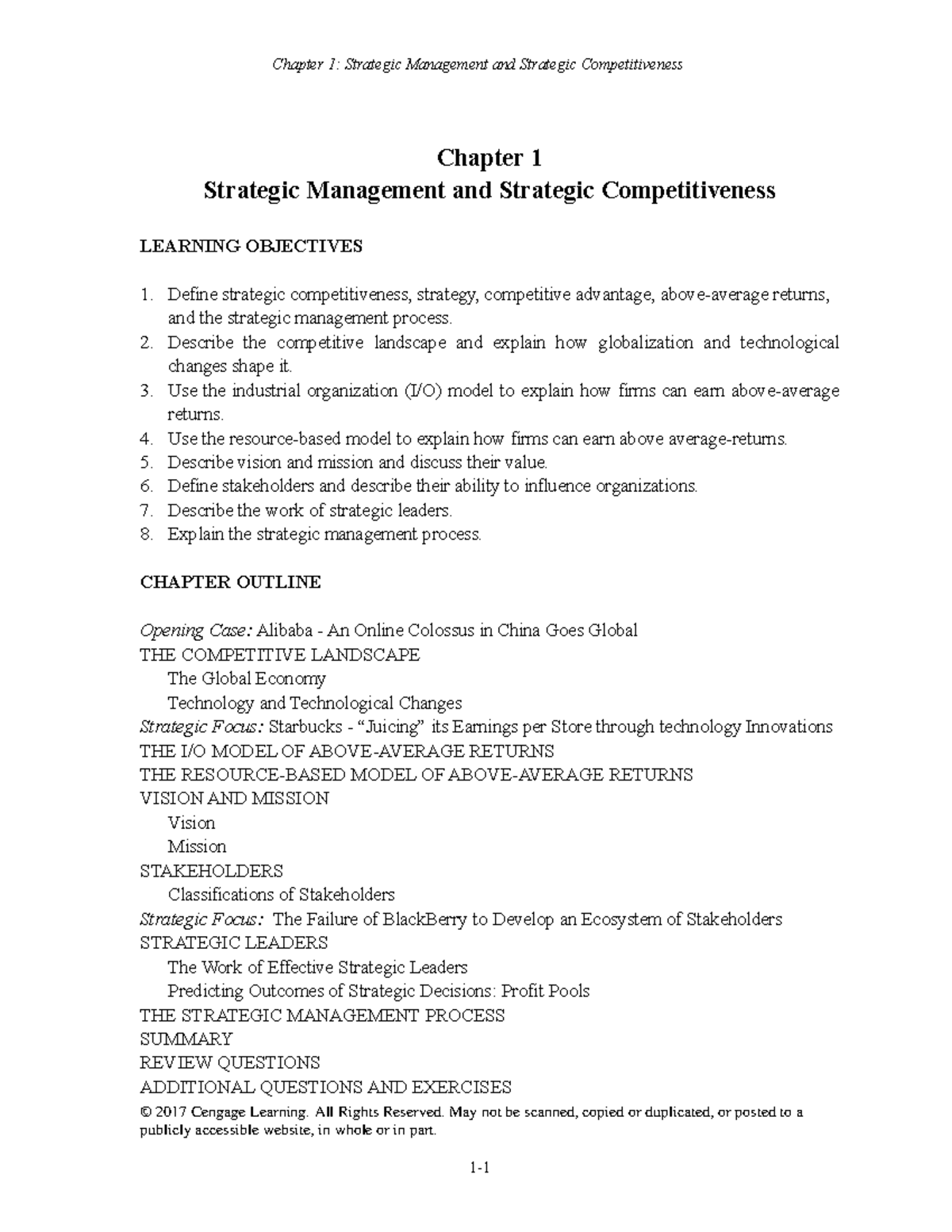 Toaz - STRAMA 1 - Chapter 1 Strategic Management and Strategic ...