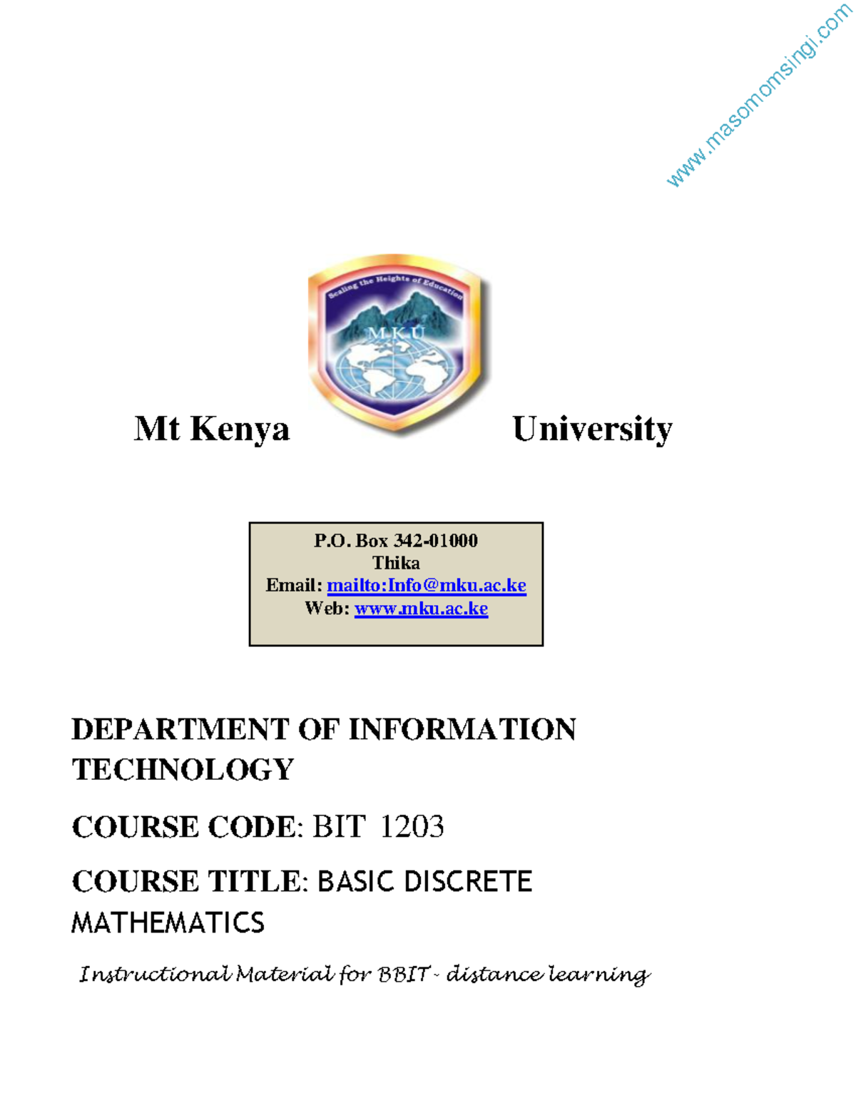 Basic- Discrete- Maths - Mt Kenya University DEPARTMENT OF INFORMATION ...