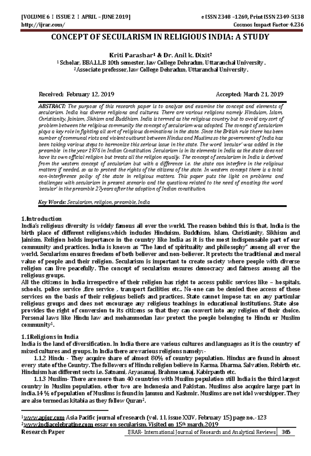 Ijrar issue 20543527 - History - ijrar/ Cosmos Impact Factor 4 ...