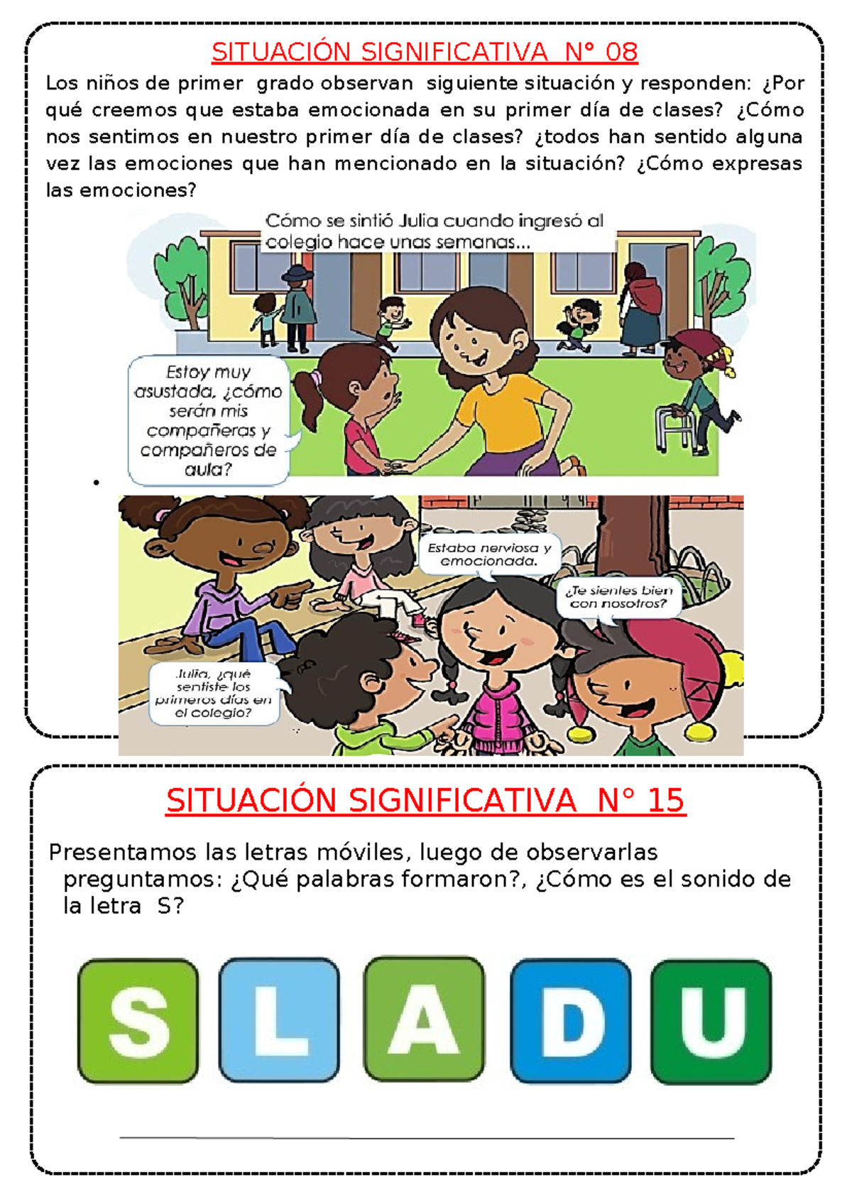 SIT 15 COMU S- PS 5 Emociones- SIT 21 MAT Sustra- ARTE 5 - SITUACIÓN ...