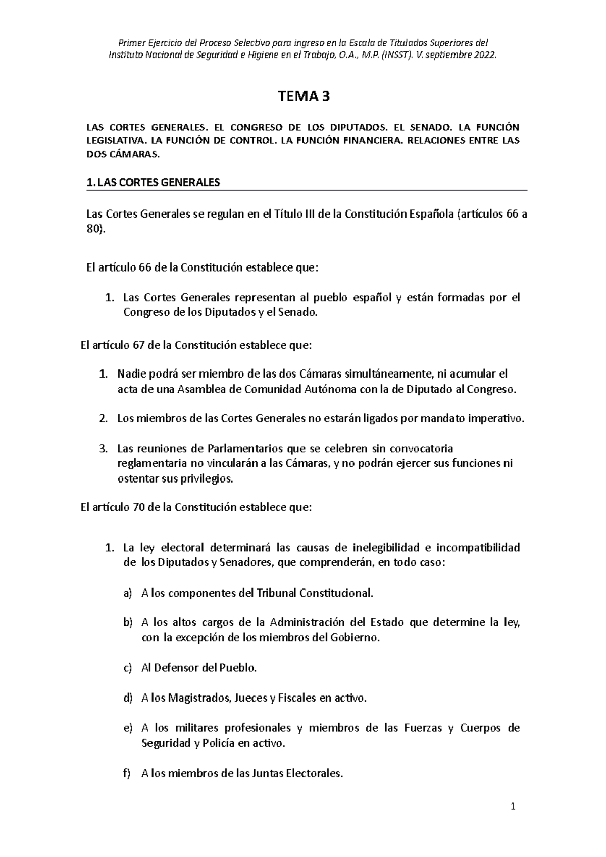 Tema 3. Las Cortes Generales - TEMA 3 LAS CORTES GENERALES. EL CONGRESO ...
