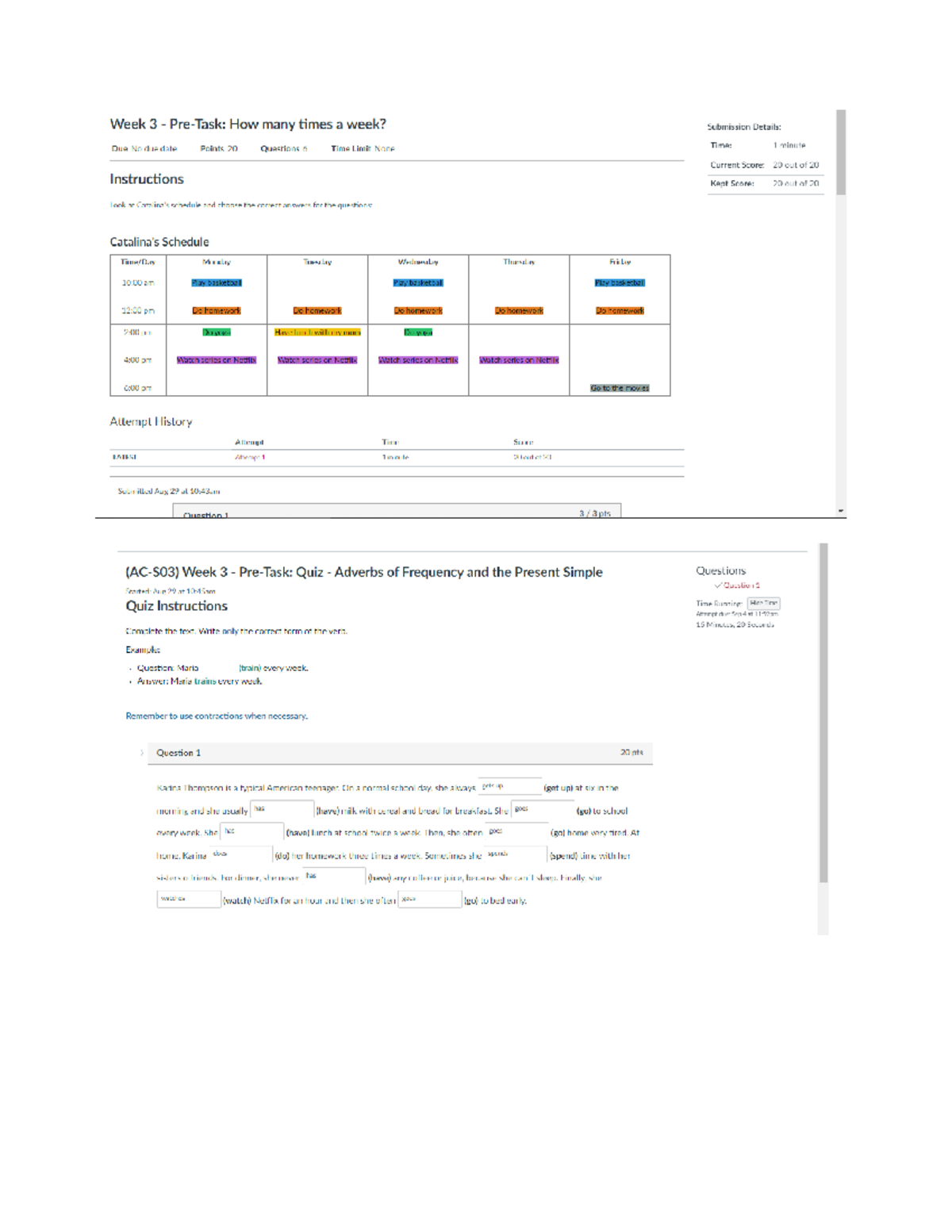 Week 3 – Pre -Task How many time a week - Ingles II - Studocu