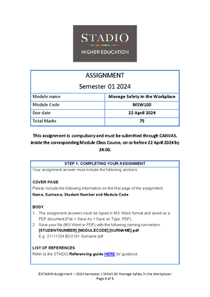 2024 Referencing Guide - © STADIO (Pty) Ltd. No part of this ...