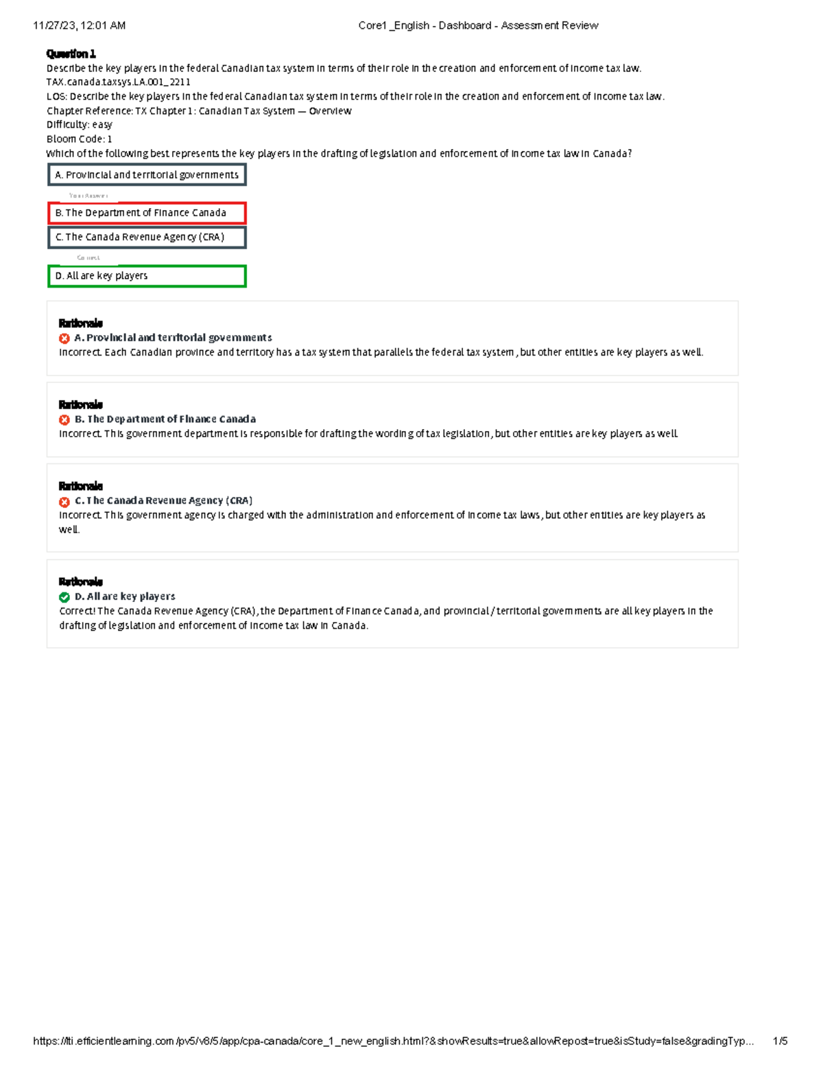 Core1 English - Dashboard - Assessment Review 72 - Question 1 Describe ...