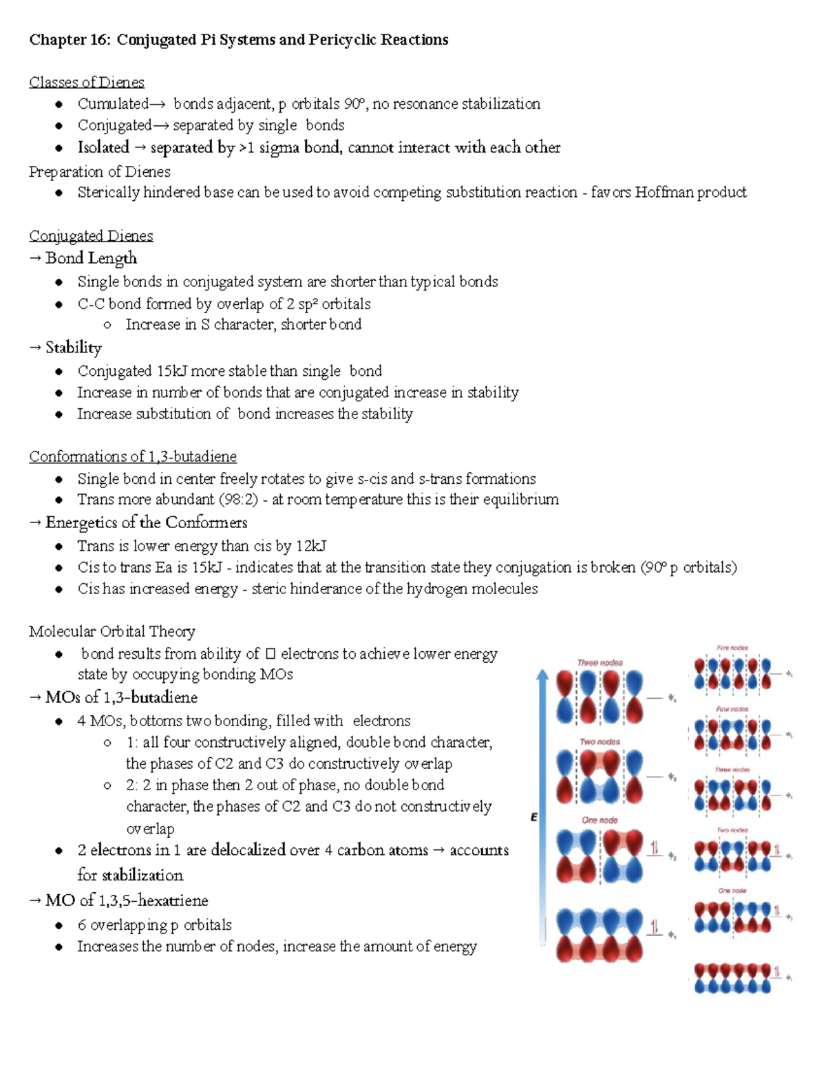 Orgo - Chapter 16 Study Guide - Chapter 16: Conjugated Pi Systems and Pericyclic Reactions ...