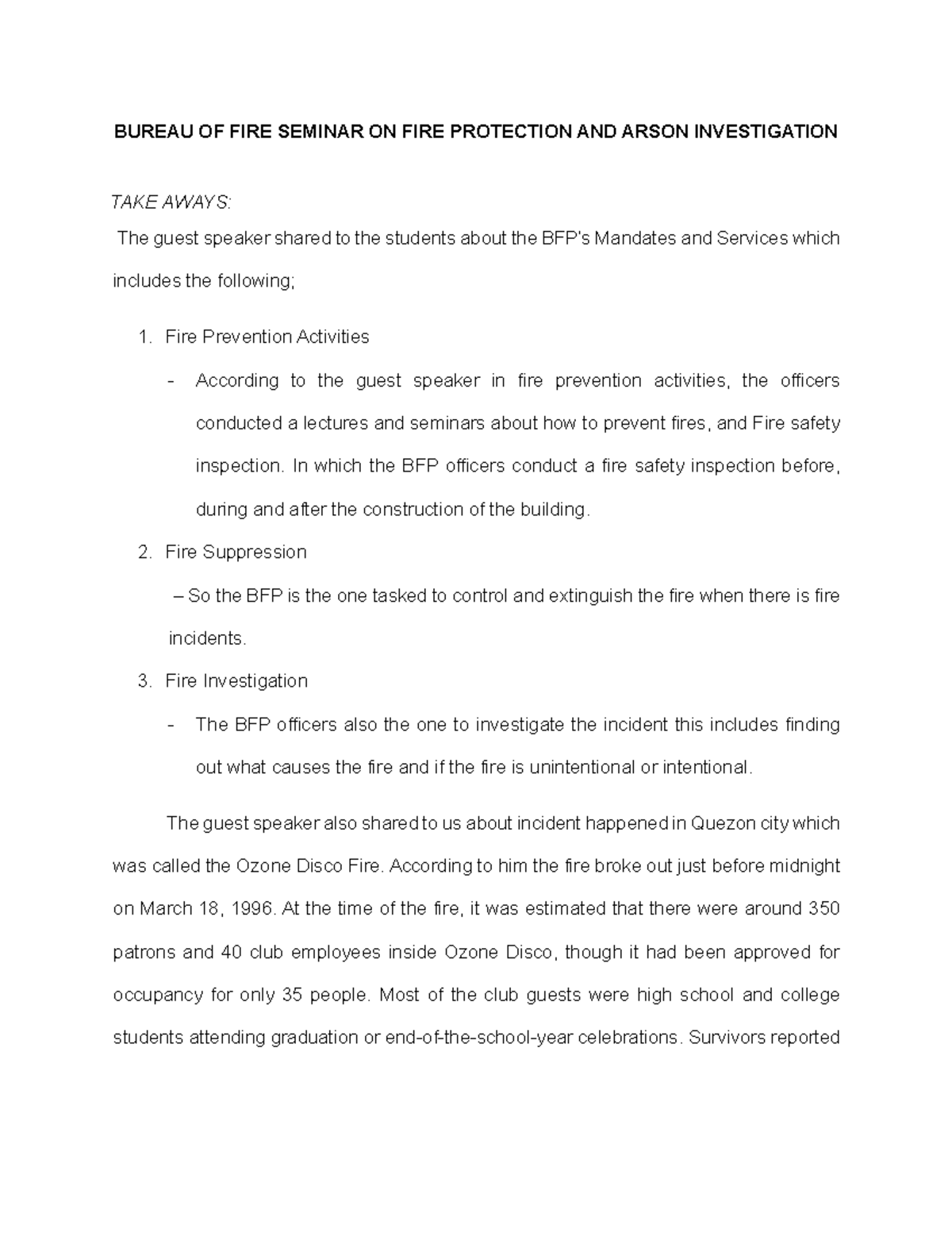 BFP (edited) - fire protection and arson investigation - BUREAU OF FIRE ...