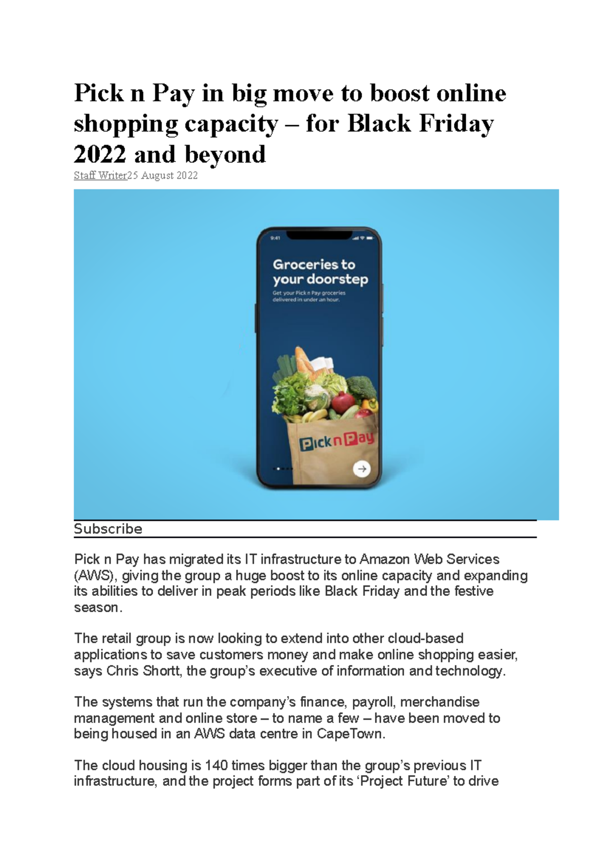 Pick n Pay in big move to boost online shopping capacity - The retail ...