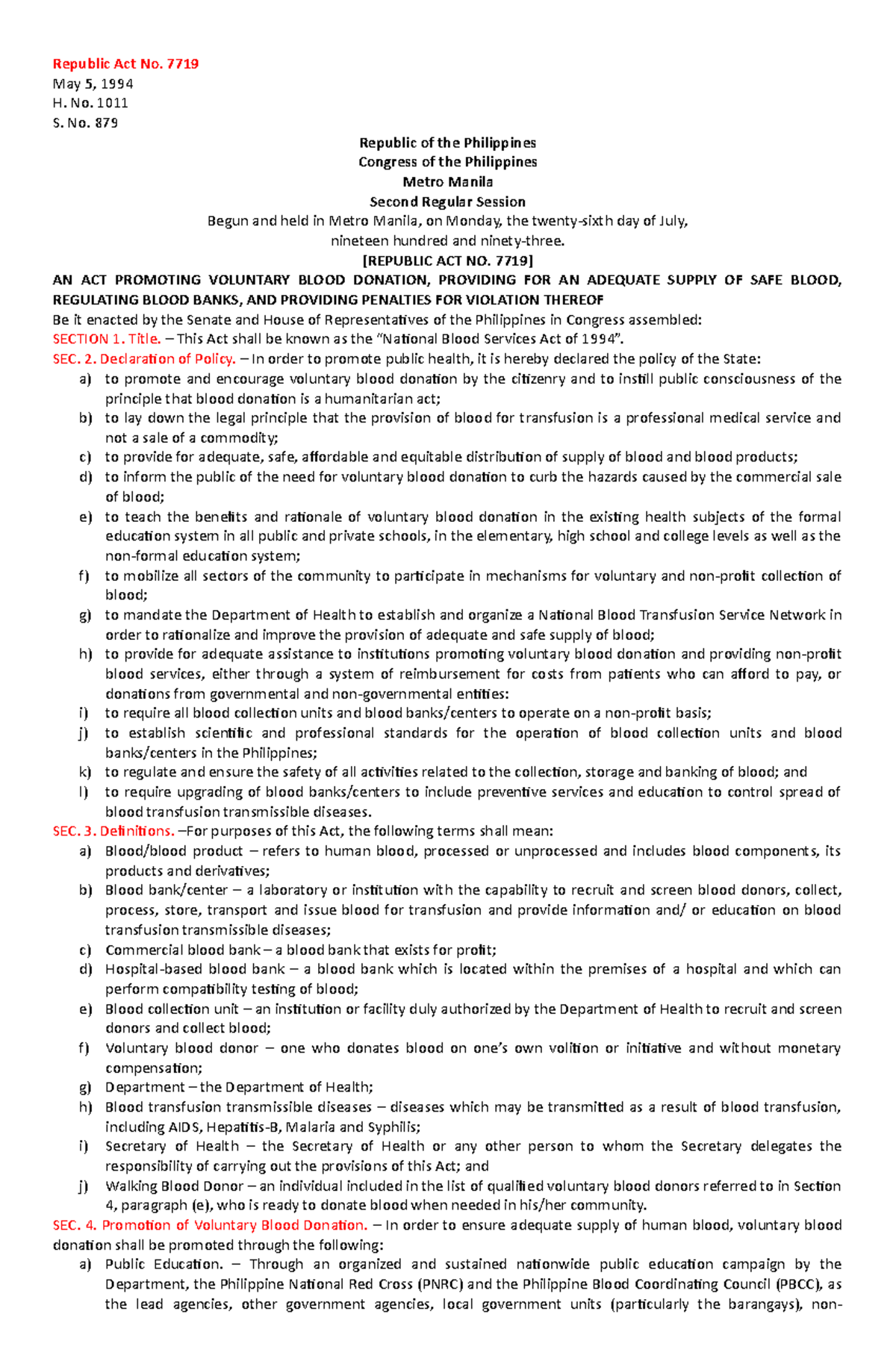 Republic Act No - Medical Technology Laws and Bioethics. NOTES FOR 2ND ...