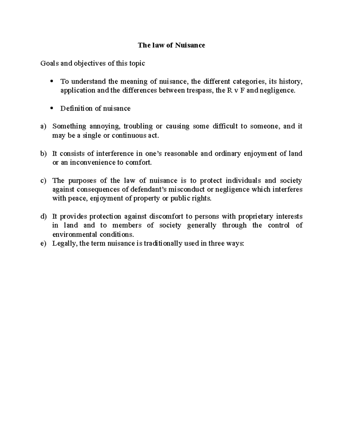 4117 Nuisance 2. Private and public nuisance - The law of Nuisance ...