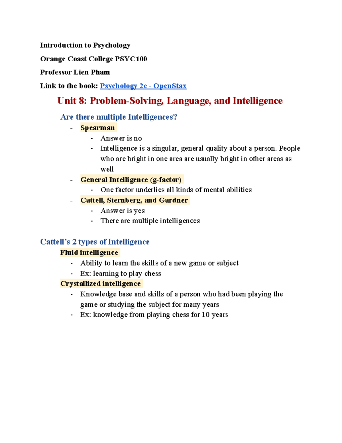 Unit 8 Problem-Solving, Language, and Intelligence - Introduction to Psychology Orange Coast ...