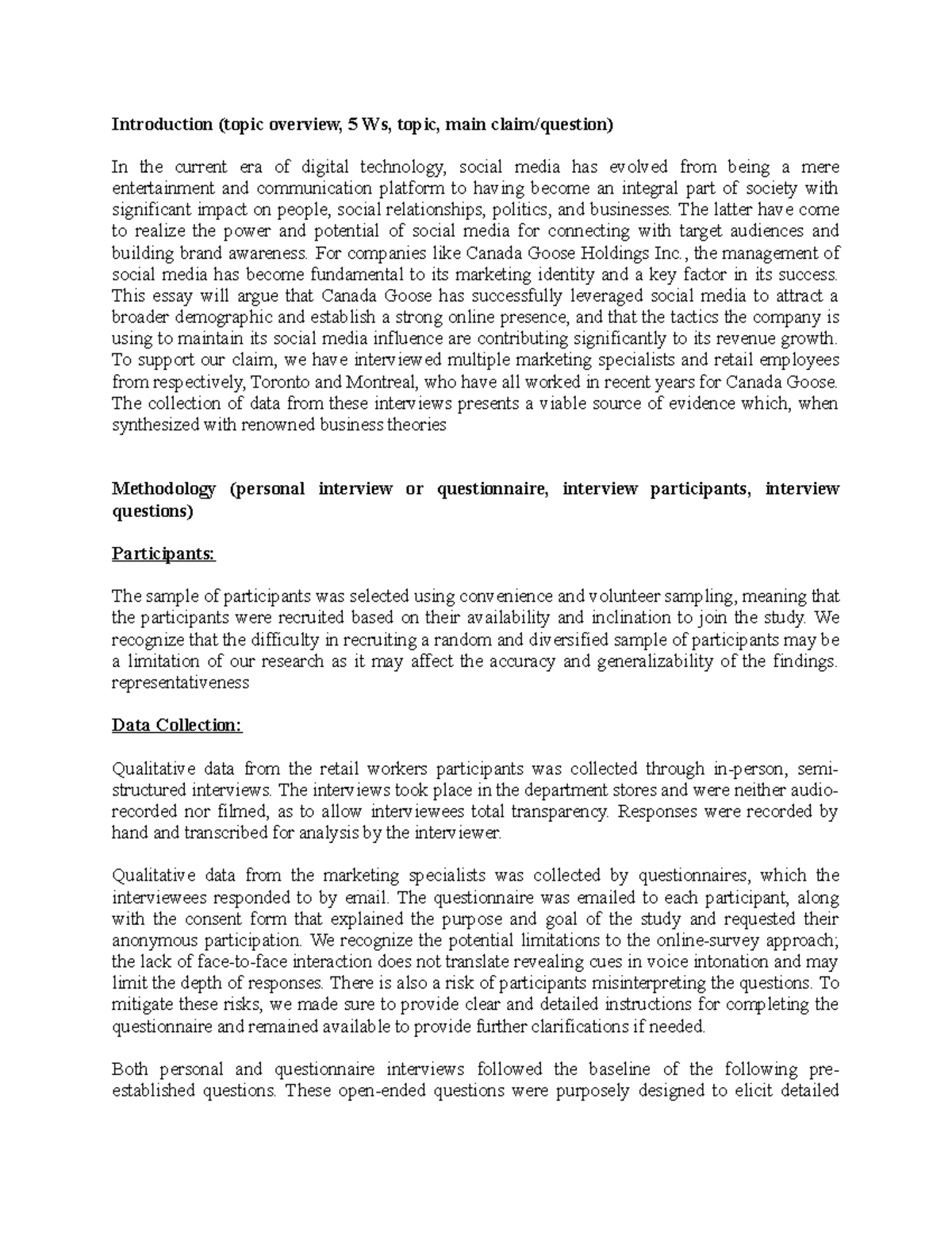 Final Report - Introduction (topic overview, 5 Ws, topic, main claim ...