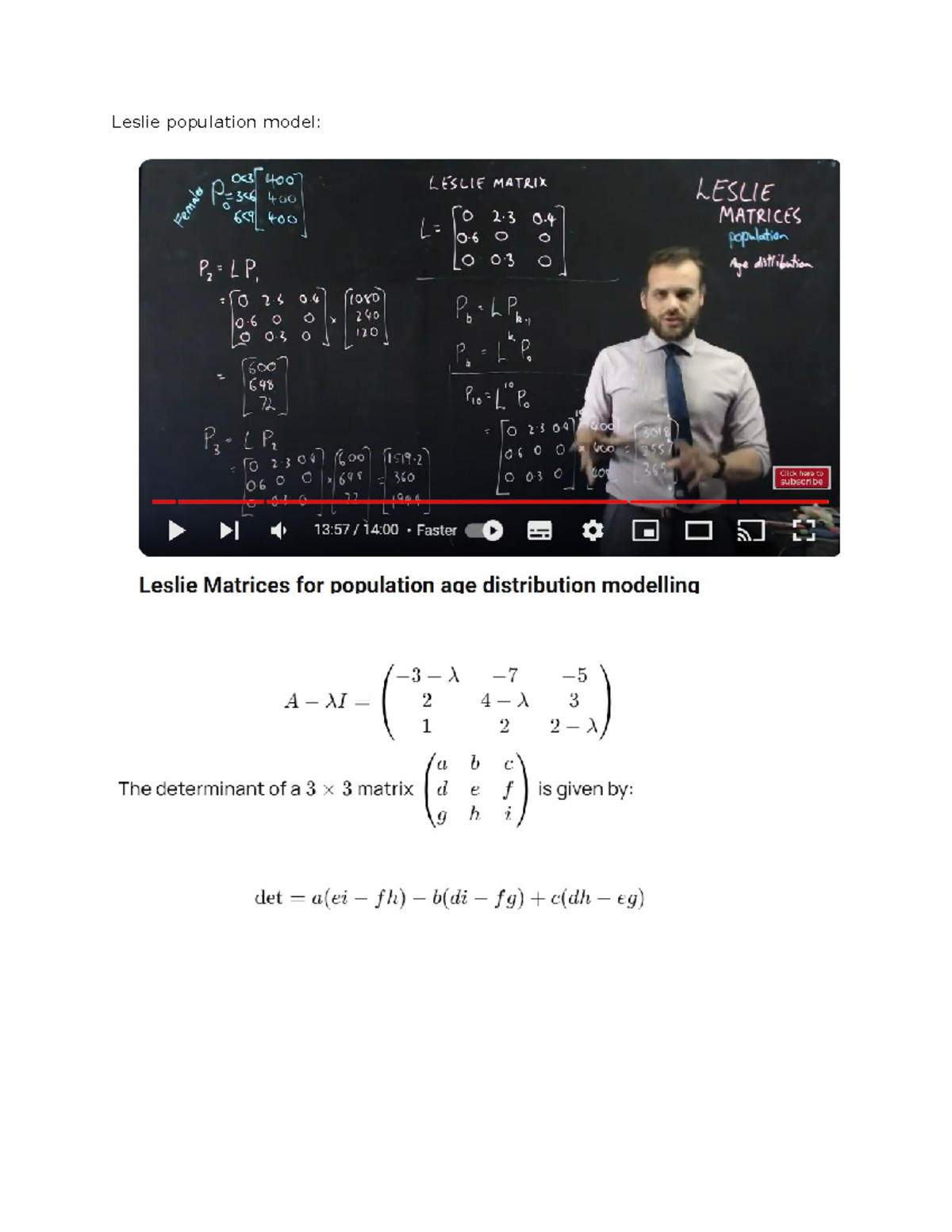 Leslie population model - Leslie population model: Linear differential equation (last linear ...