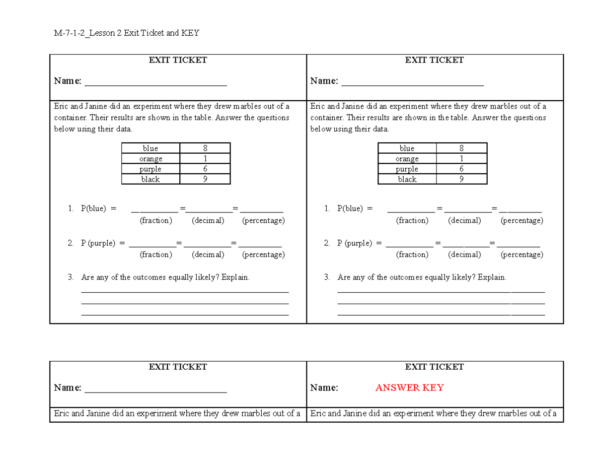 M-7-1-2 Lesson 2 Exit Ticket and KEY - M-7-1-2_Lesson 2 Exit Ticket and ...