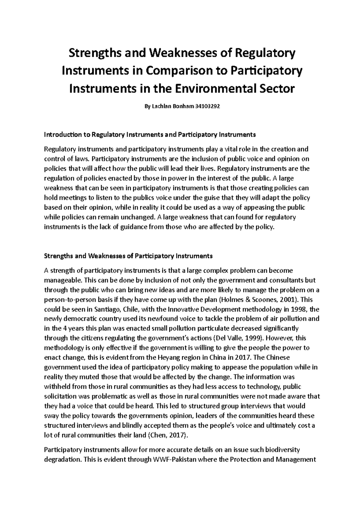 Strengths and Weaknesses of Regulatory Instruments in Comparison to ...
