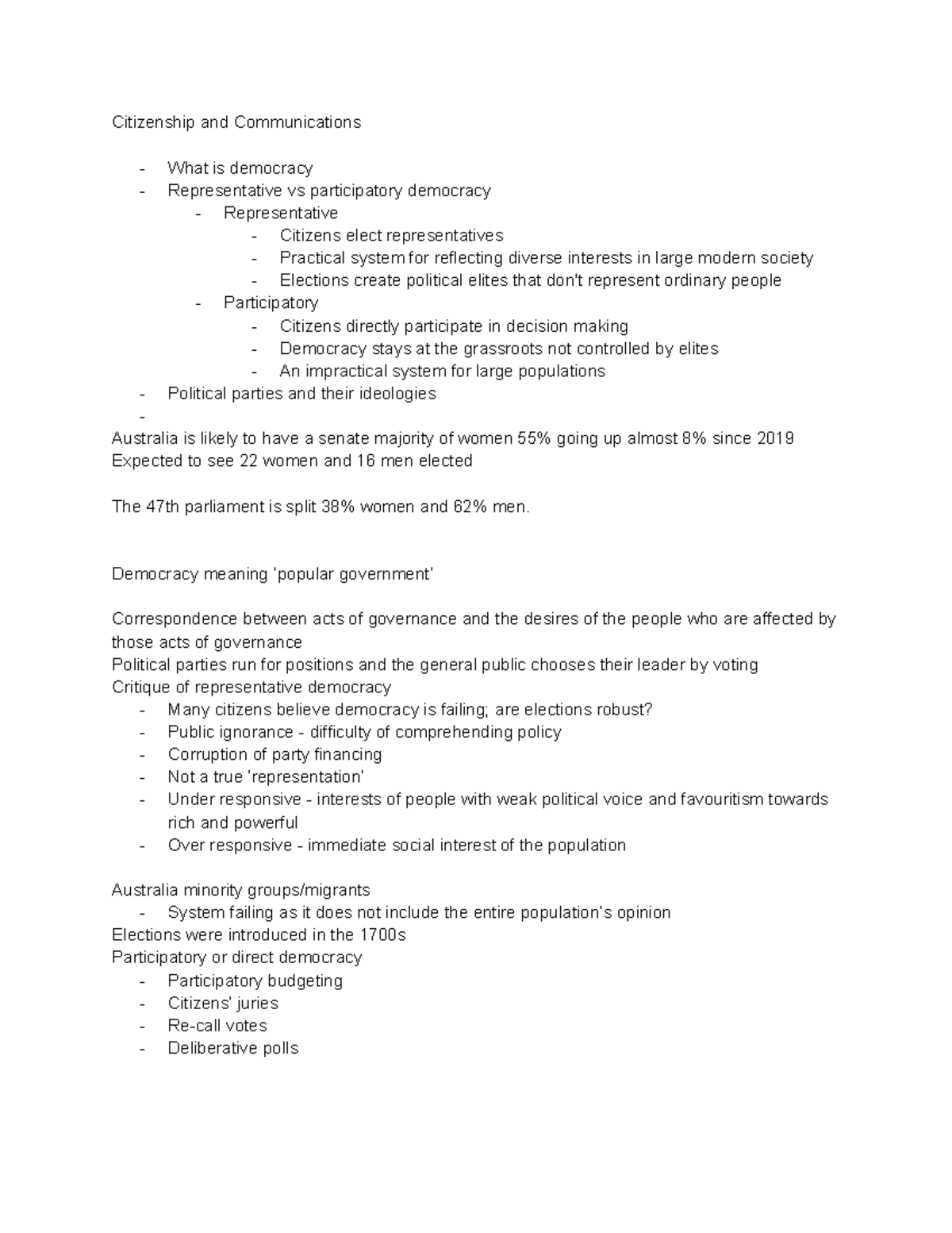 Citizenship and Communications notes - Citizenship and Communications ...