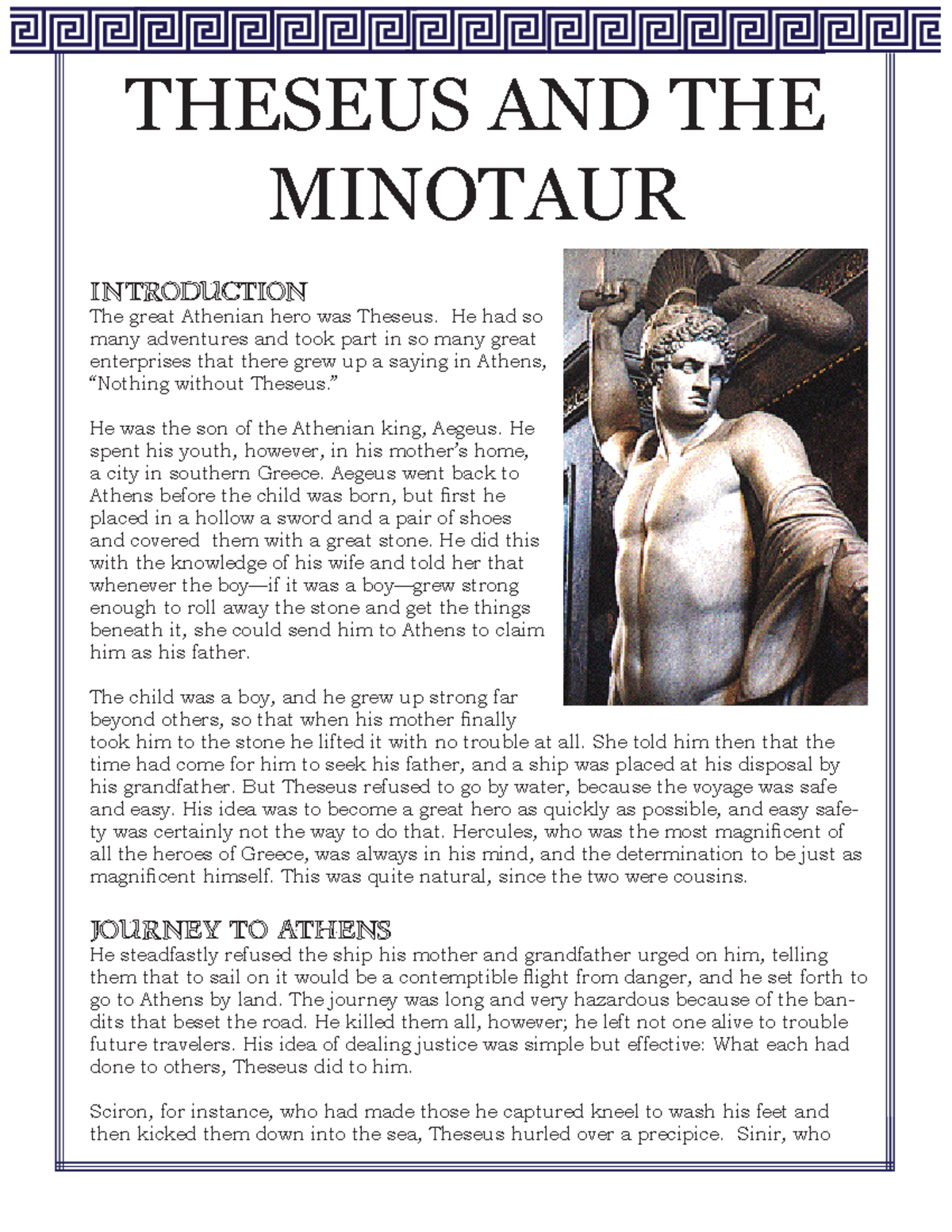 Lesson 13.0 - Theseus and the Minotaur - THESEUS AND THE MINOTAUR ...
