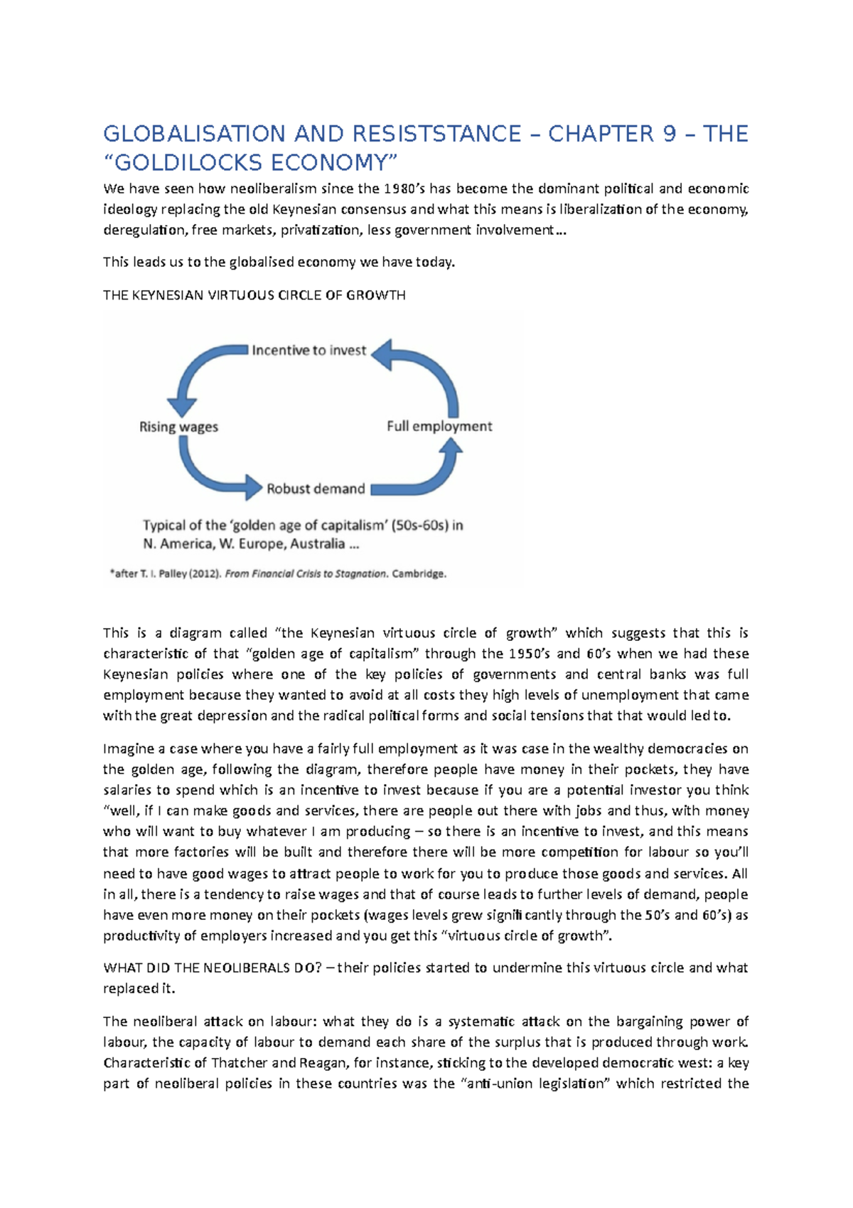 G&R Chapter 9 - GLOBALISATION AND RESISTSTANCE – CHAPTER 9 – THE “GOLDILOCKS ECONOMY” We have ...
