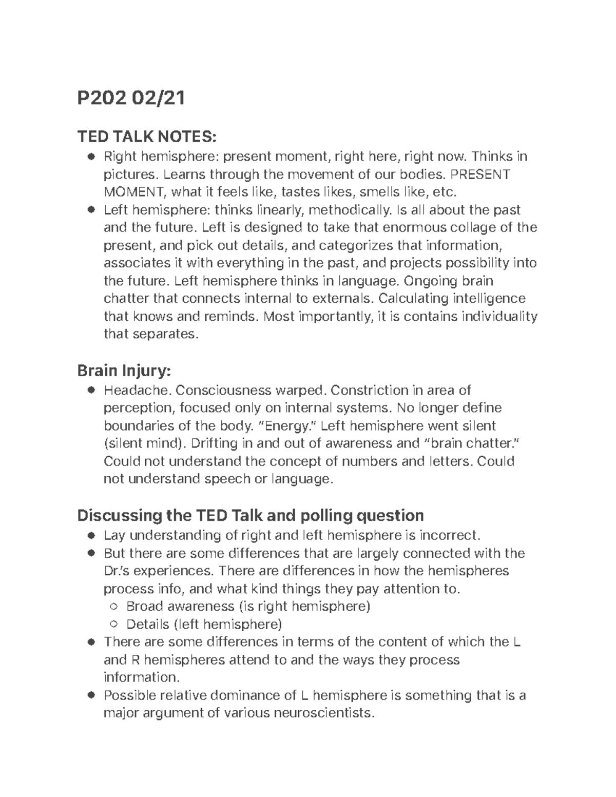 P202 02:21 - Prof Lauren Graham (02/21/2019) - P202 02/ TED TALK NOTES ...