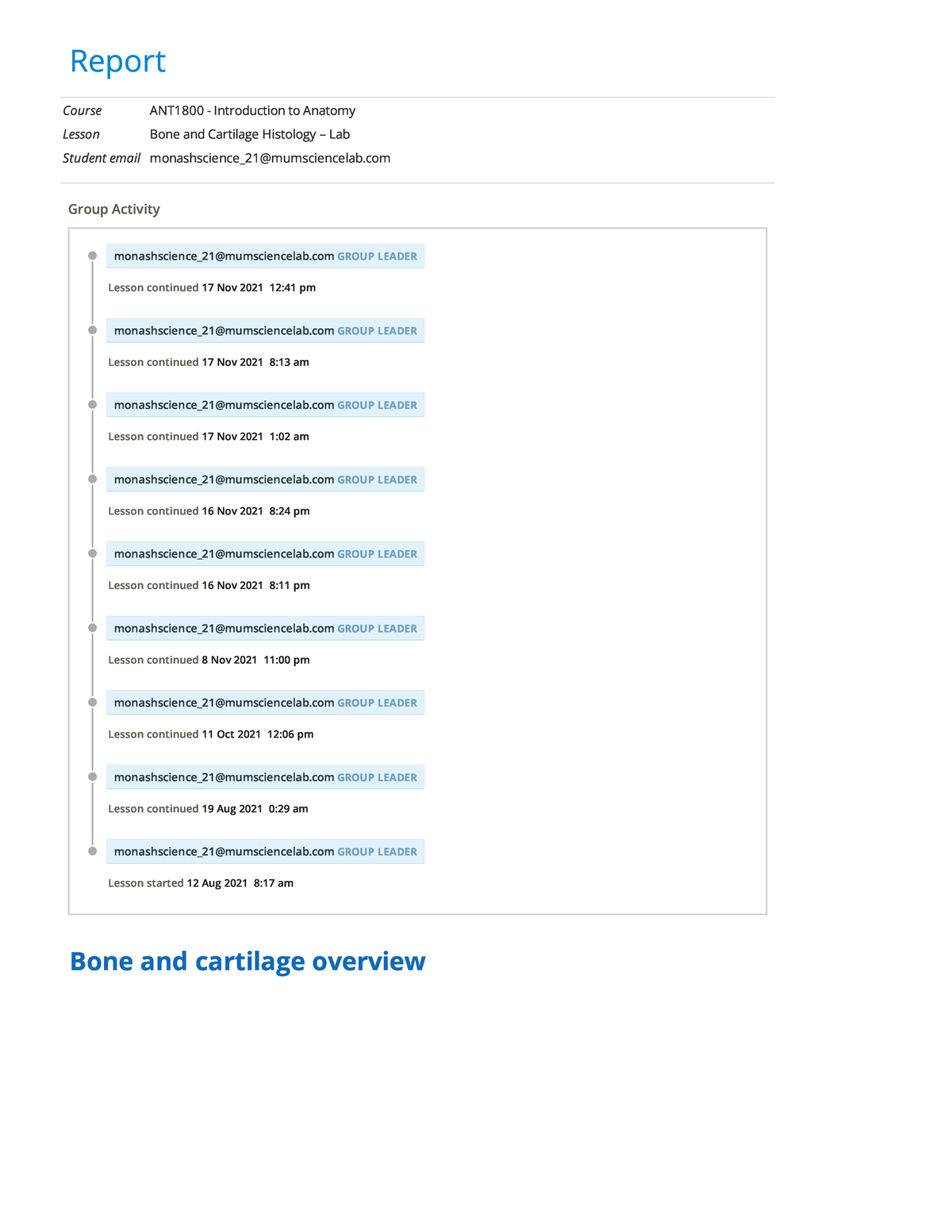 Bone and Cartilage Histology – Lab report - Report Course ANT1800 ...