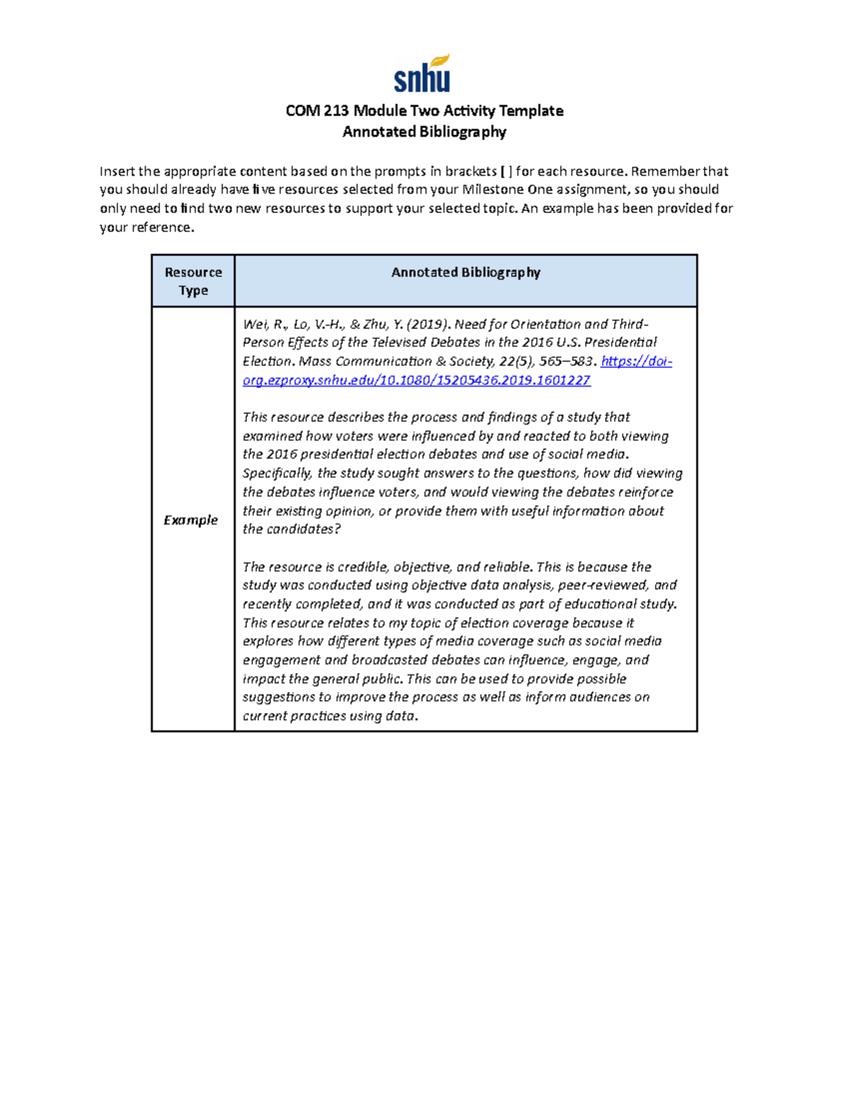 COM 213 Module Two Activity - Remember that you should already have ...