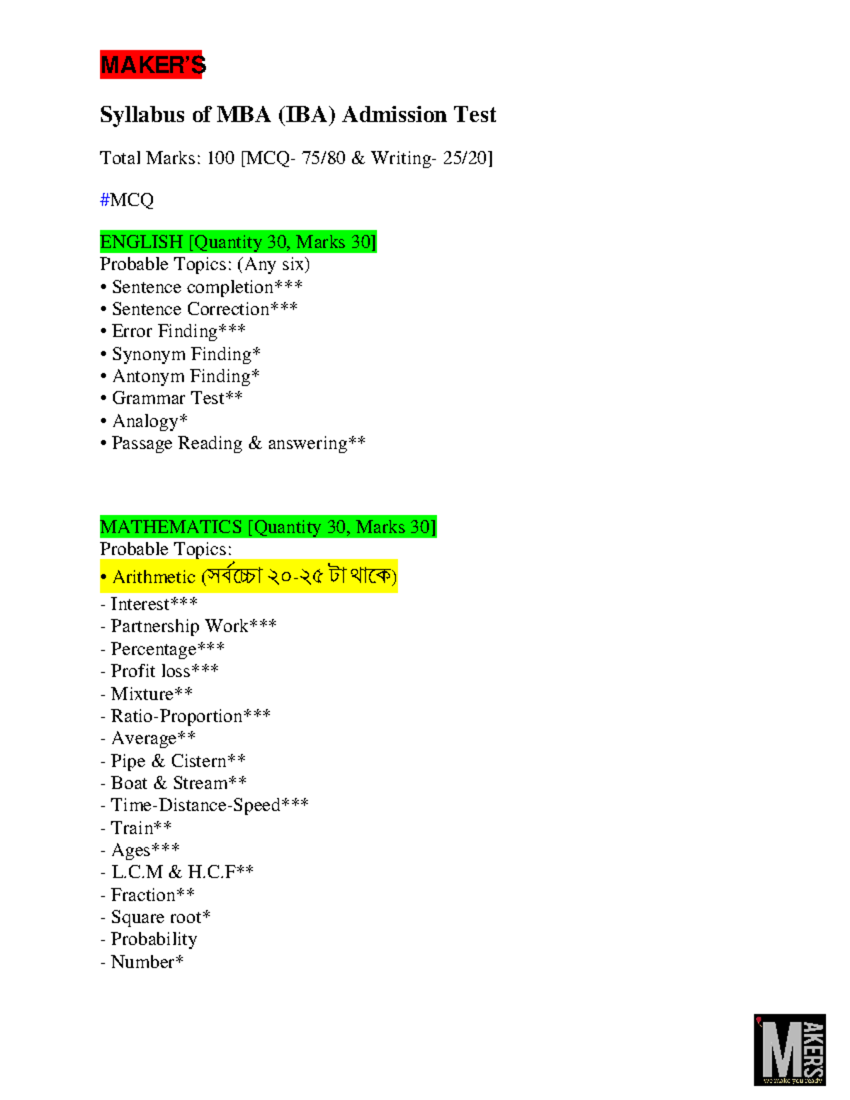 Syllabus-of-iba-mba-admission-test compress - MAKER’S Syllabus of MBA ...