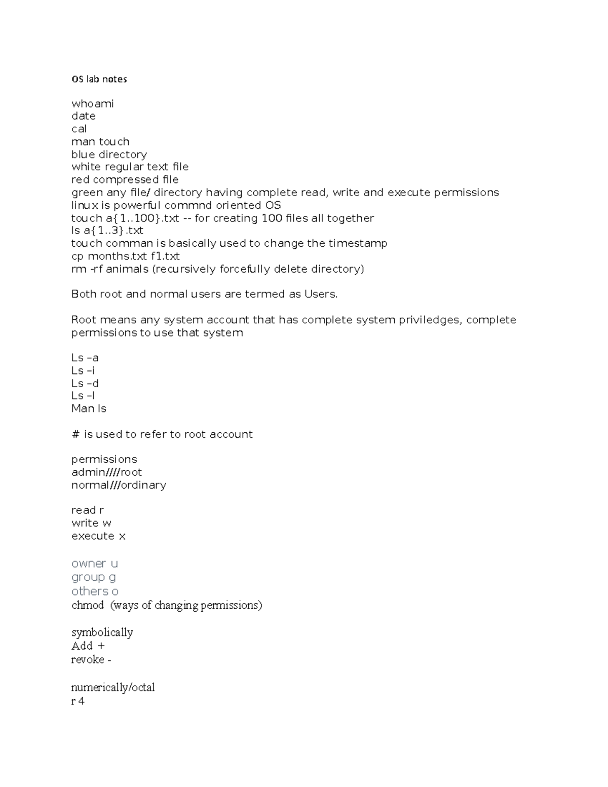 OS lab notes - OS lab notes whoami date cal man touch blue directory ...
