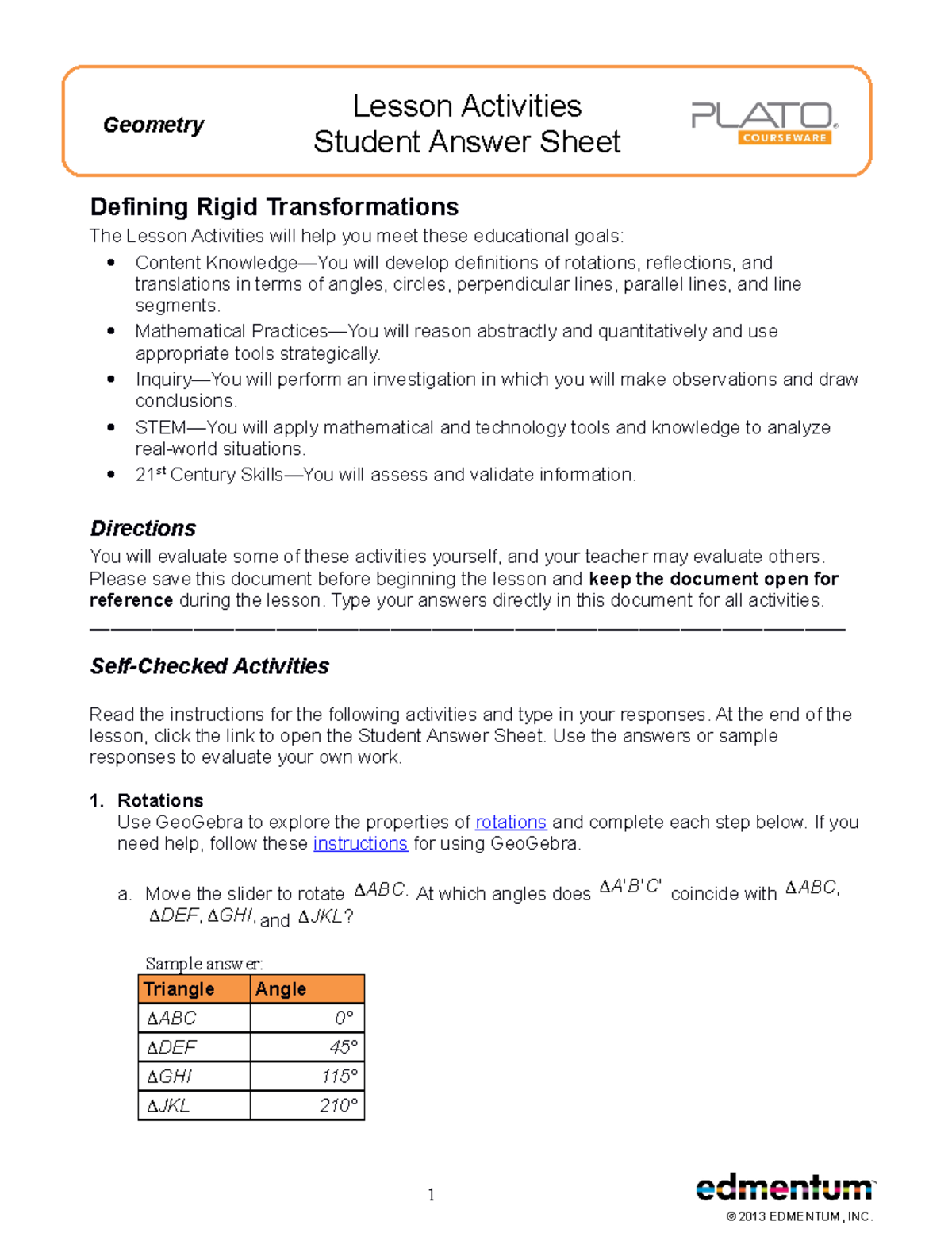 Defining Rigid Transformations LAS - Defining Rigid Transformations The ...