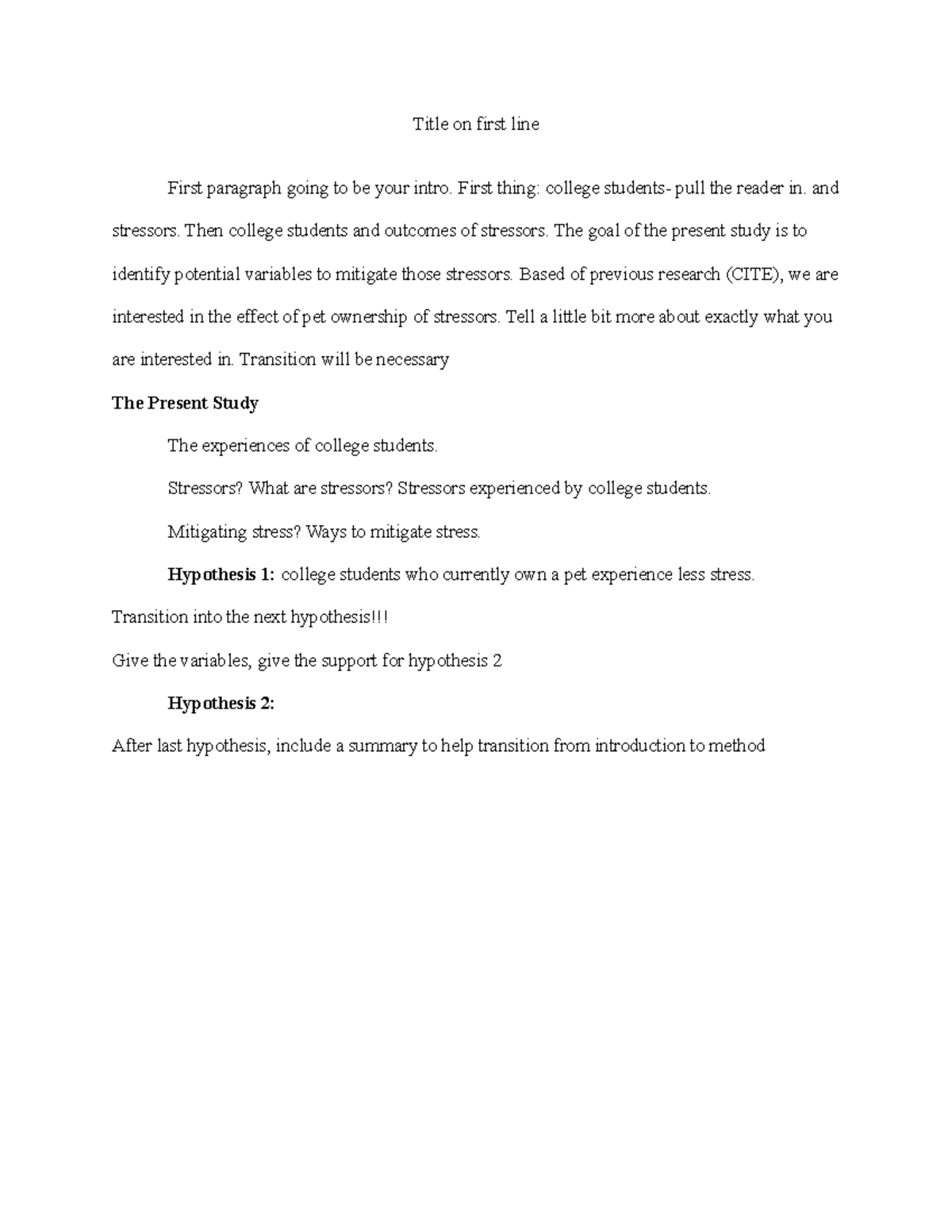 Writing 335 outline - Title on first line First paragraph going to be ...