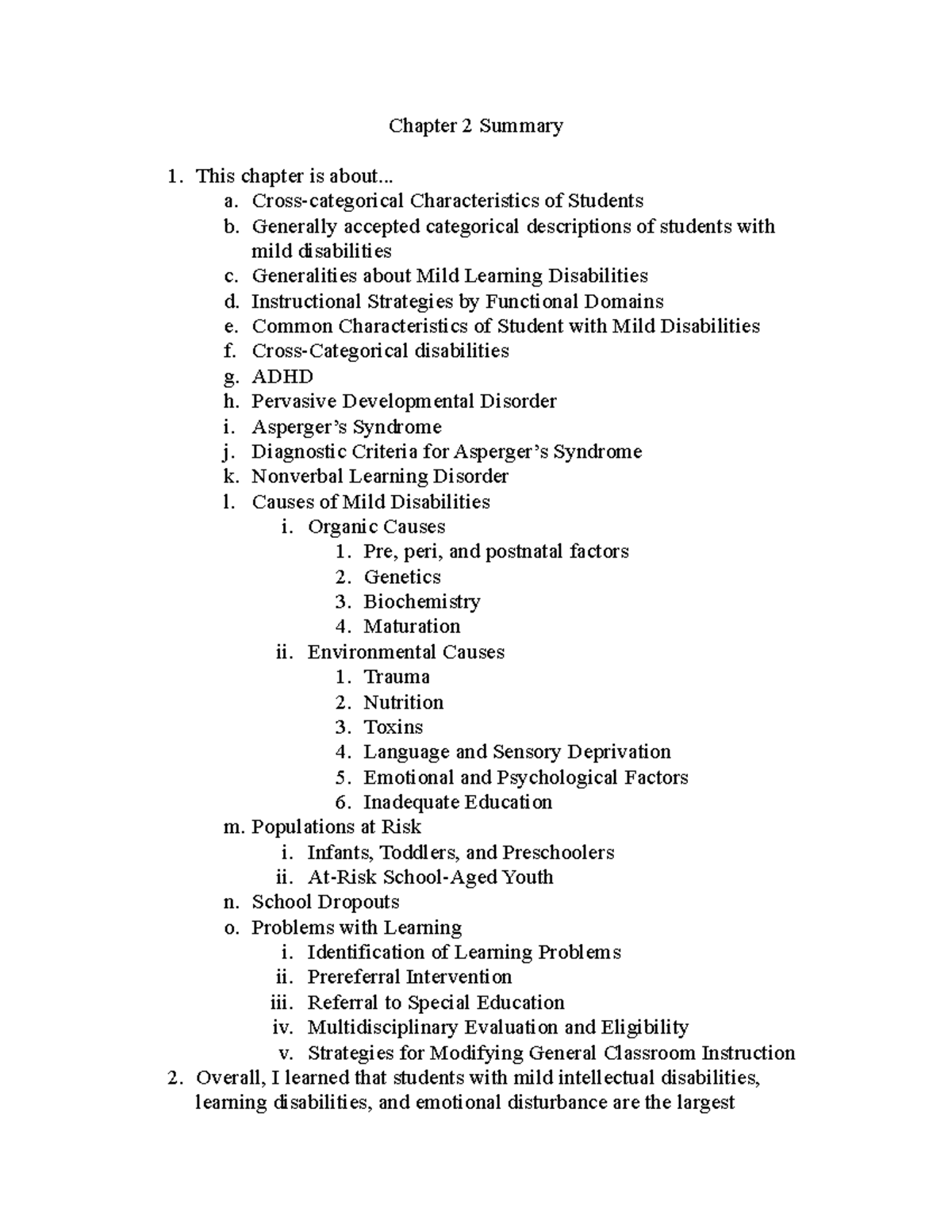 Ch2Summary - Dr. Timmerman - Chapter 2 Summary 1. This chapter is about ...