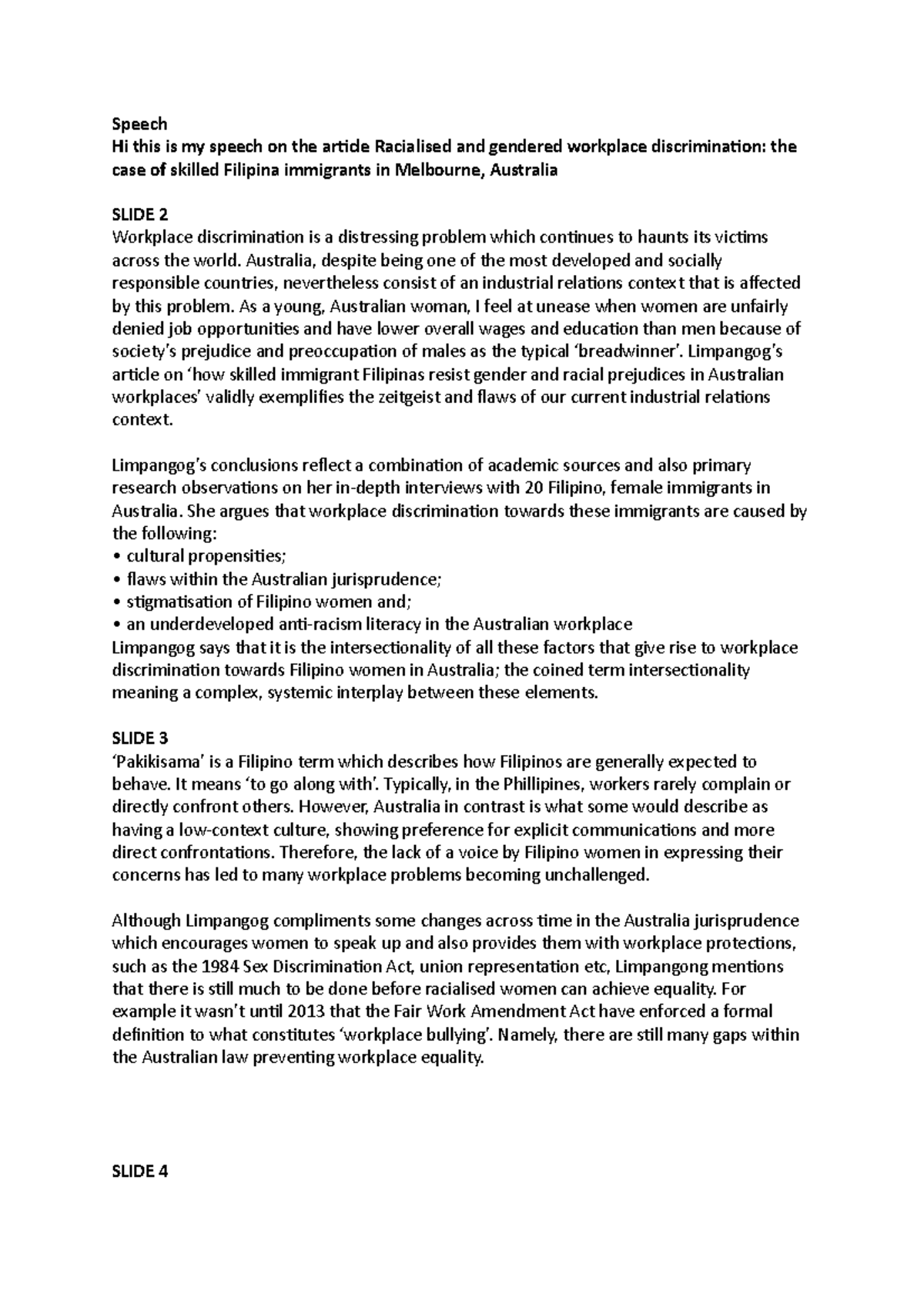 Speech transcript - MGMT3701 - MGMT3701 - UNSW Sydney - Studocu