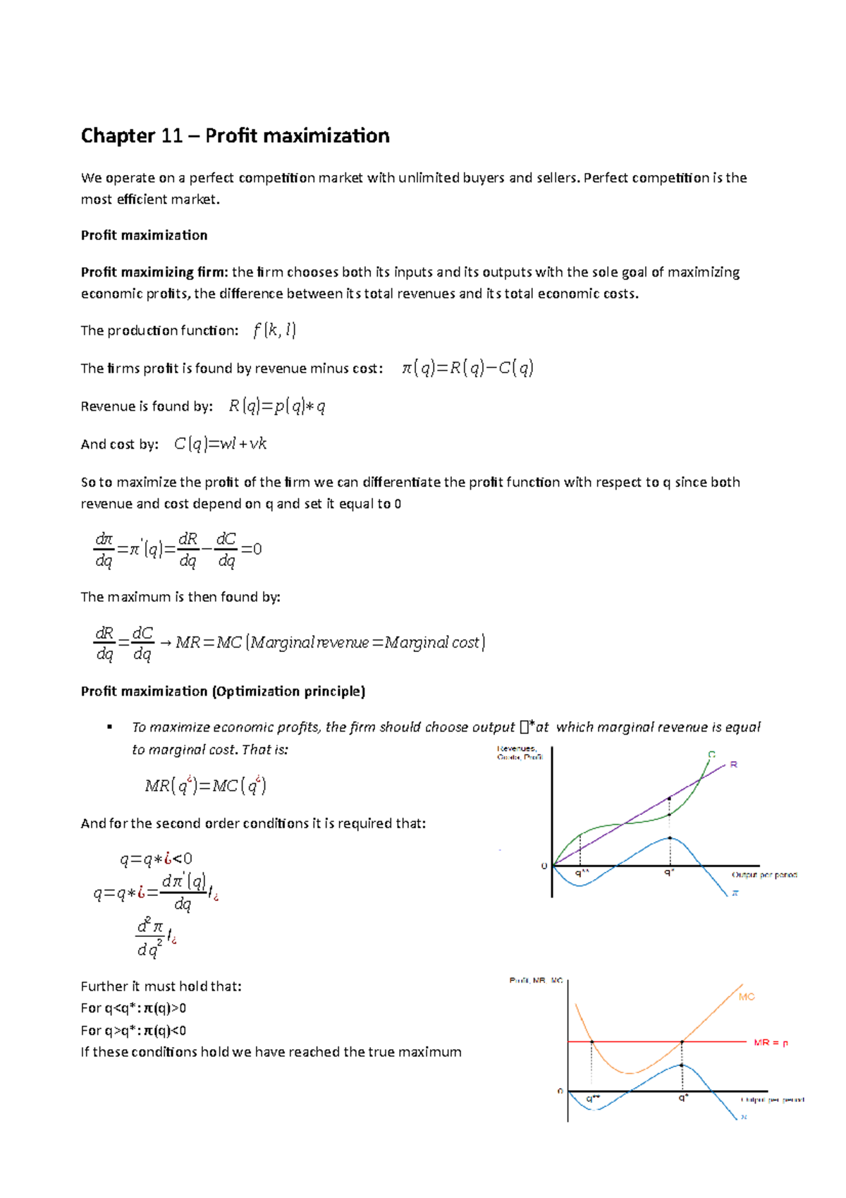 Chapter 11 - Profit maximization - Perfect competition is the most ...