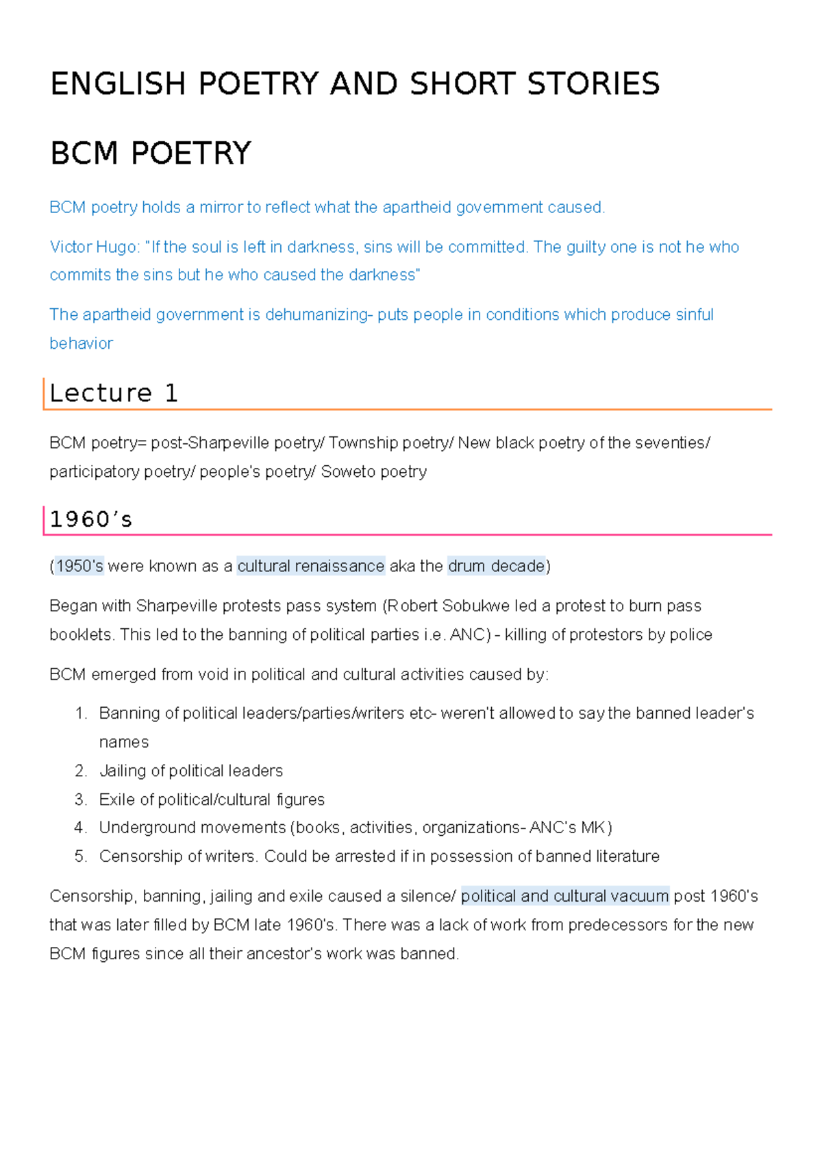 Poetry and short stories notes updated - ENGLISH POETRY AND SHORT ...