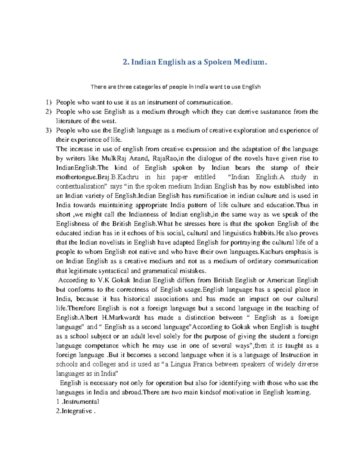 Indian English as a spoken medium ELT - 2. Indian English as a Spoken ...