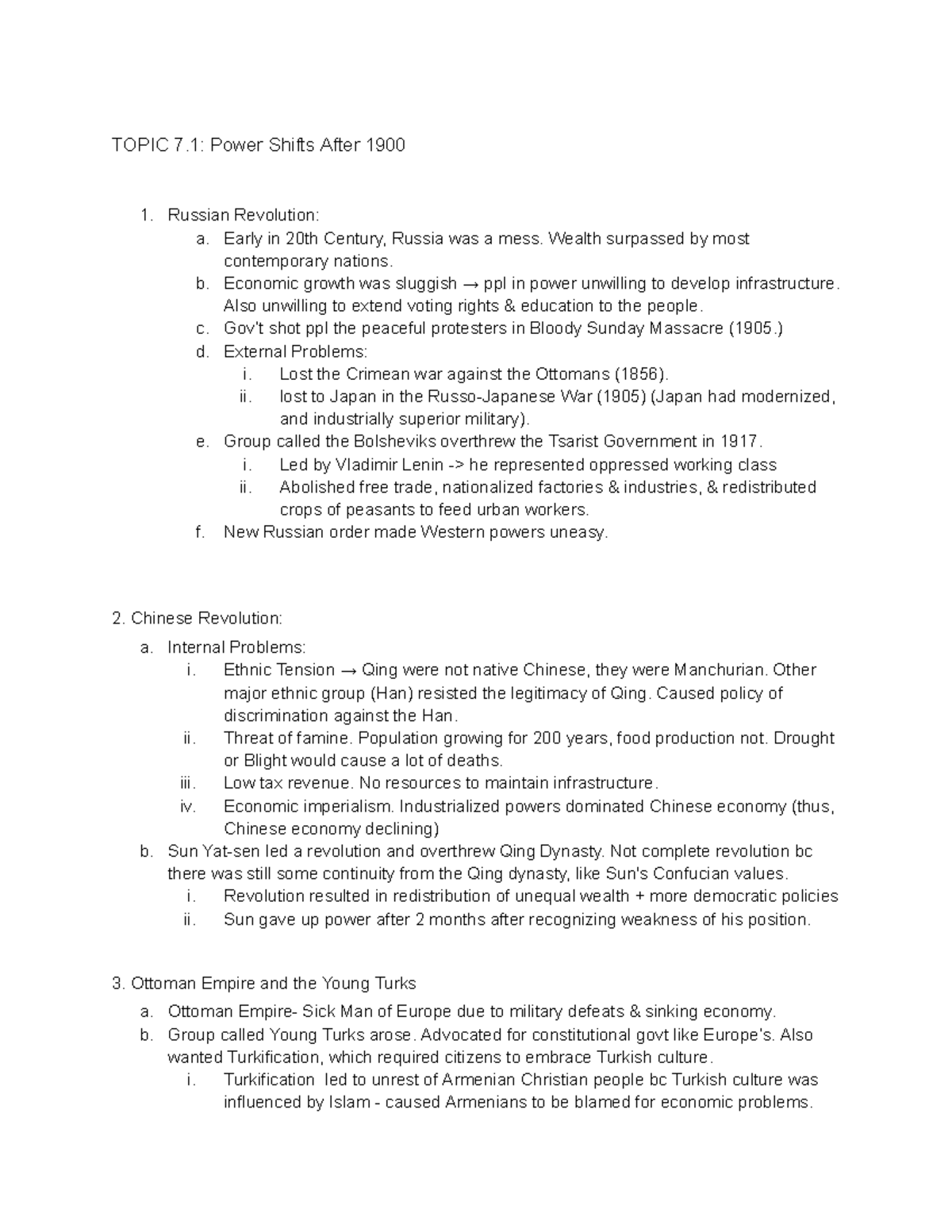 UNIT 7 (7.1 - 7.6) - TOPIC 7: Power Shifts After 1900 Russian ...