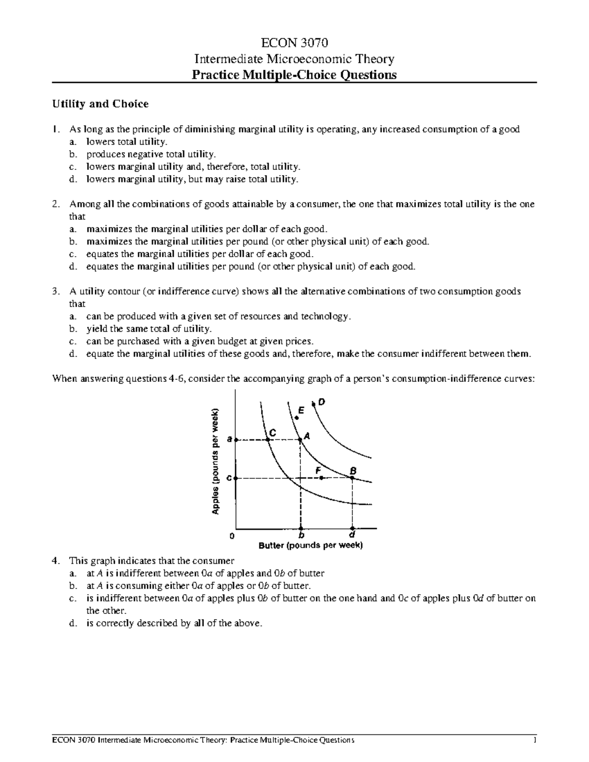 ECON 3070 Intermediate Microeconomic The - ECON 3070 Intermediate Microeconomic Theory Practice ...