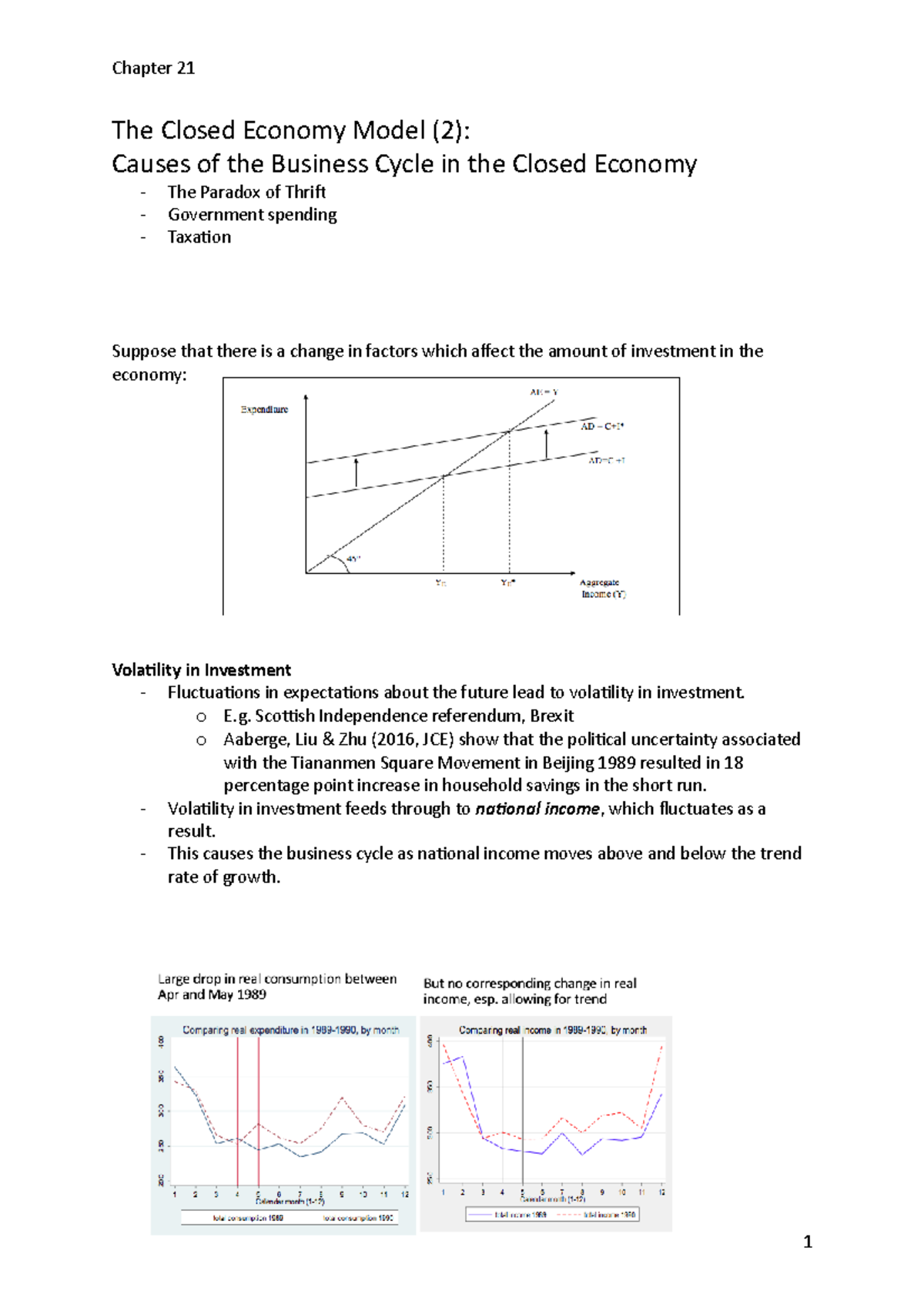 Lecture 19; complete; The Closed Economy Model - Chapter 21 The Closed ...