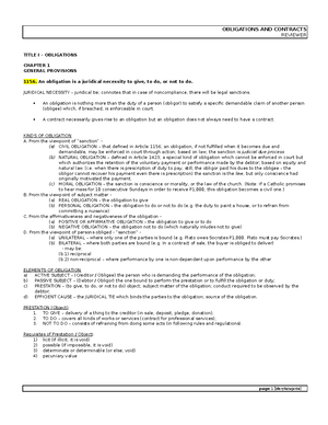 Contracts Solutions - asdfsadf - Law on Obligations and Contracts - Studocu